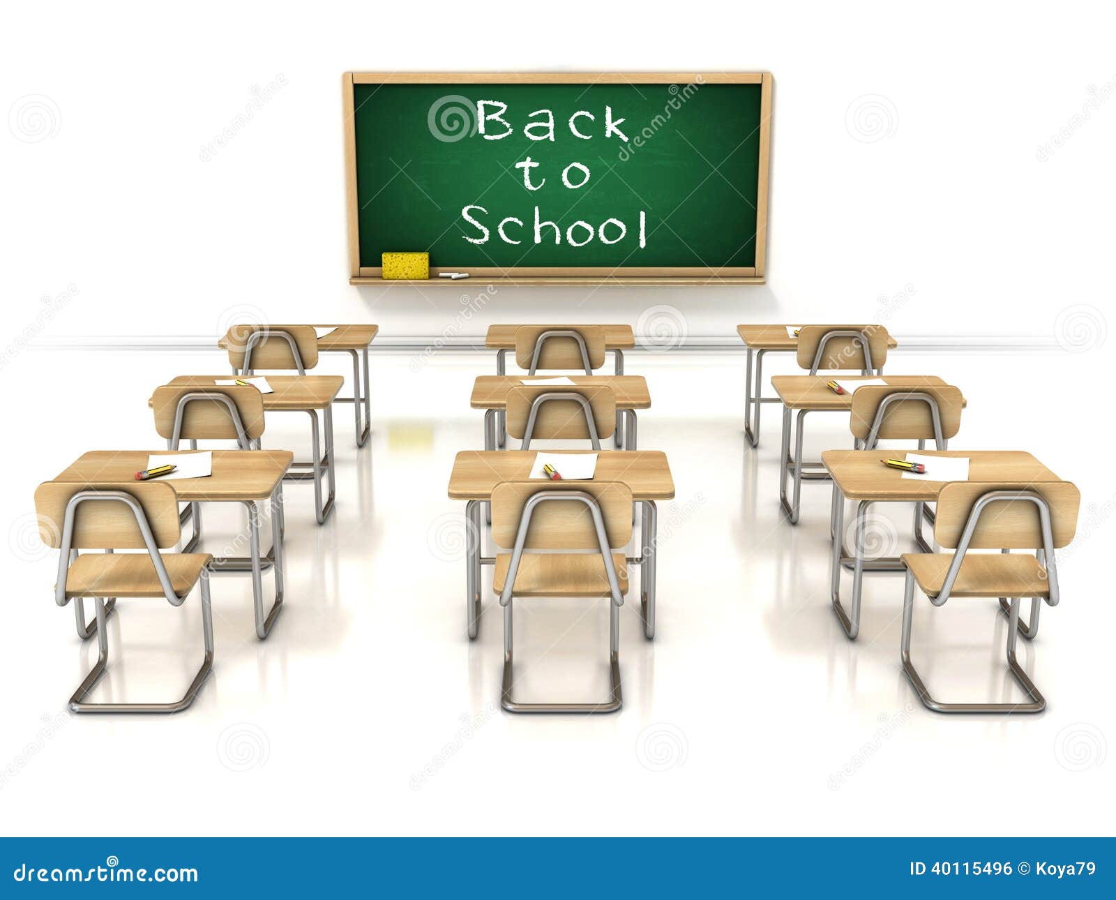 Back To School - Classroom on White Background Stock Illustration ...