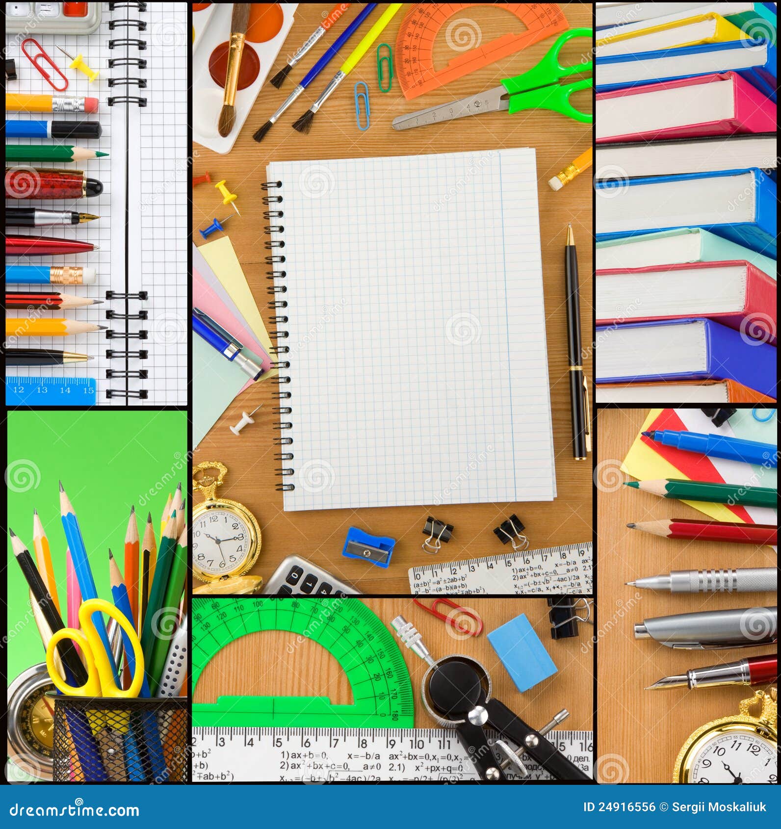 Back to school collage stock photo. Image of compass - 24916556