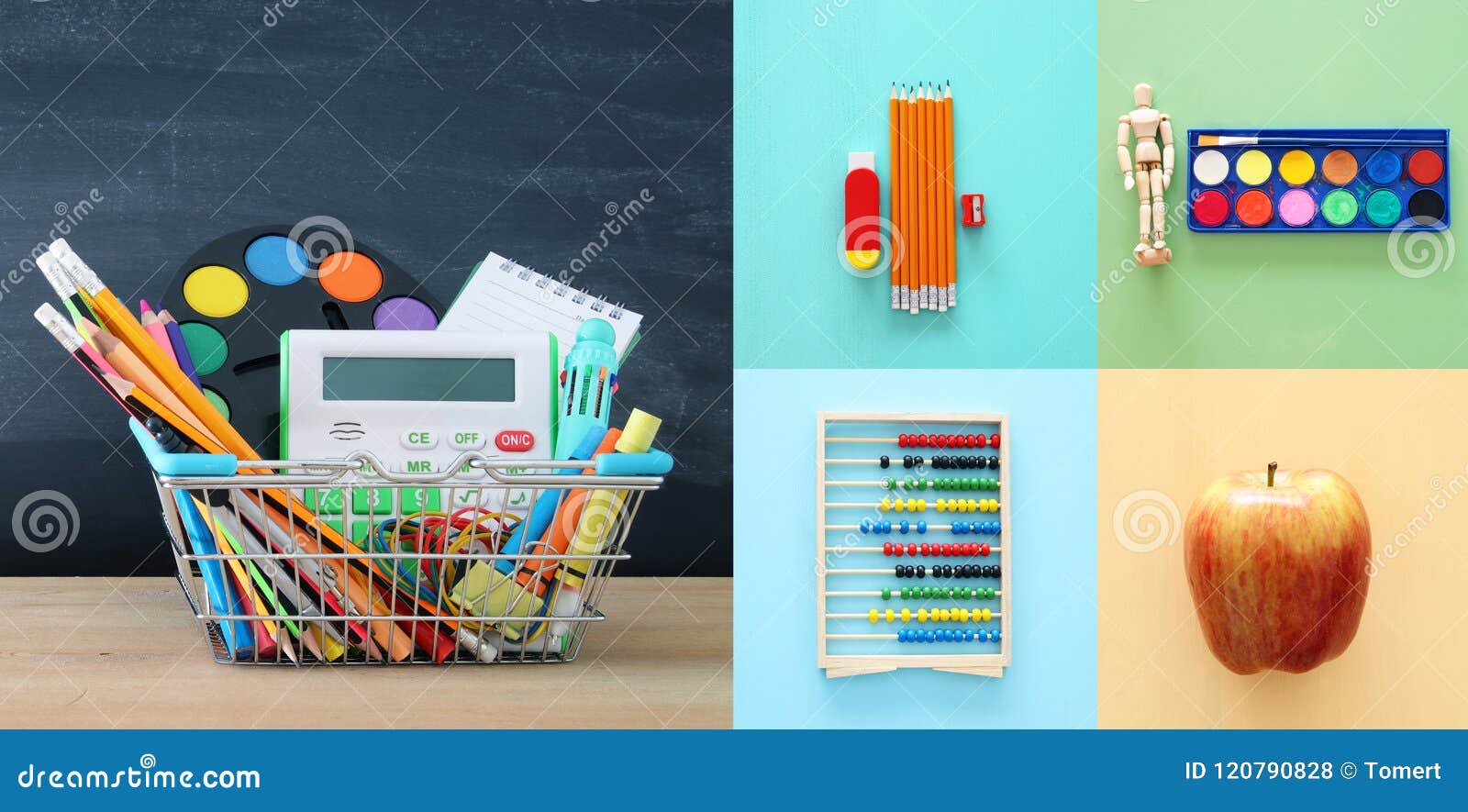 Back To School Collage Concept. School Objects and Supply with ...