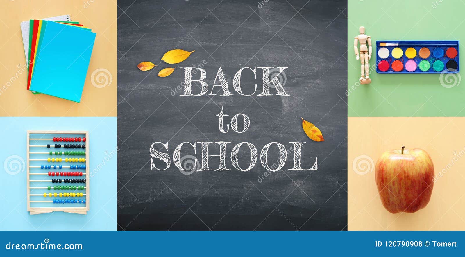 Back To School Collage Concept. School Objects and Supply with ...