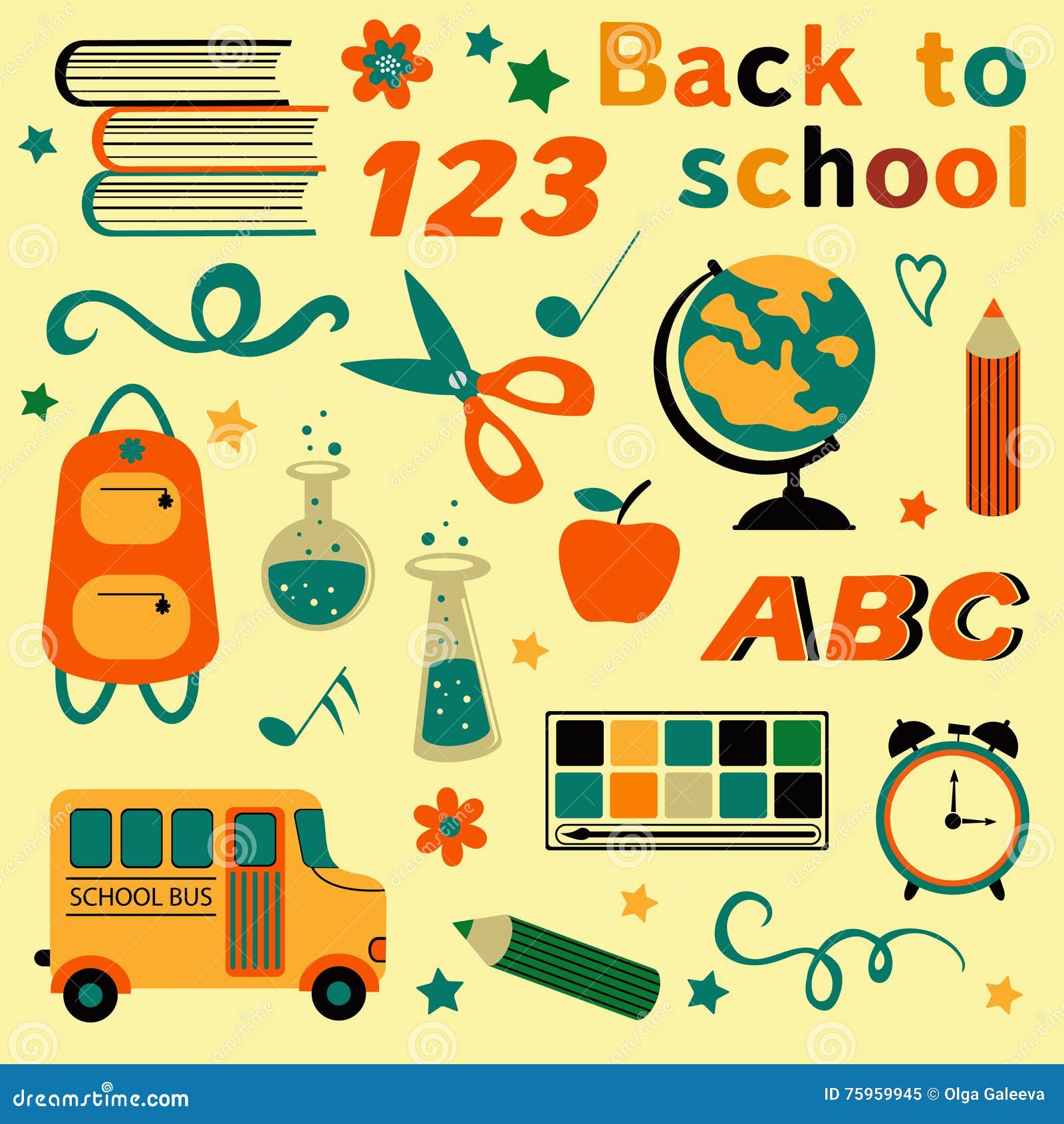 Back To School Colorful Collection Stock Vector - Illustration of ...