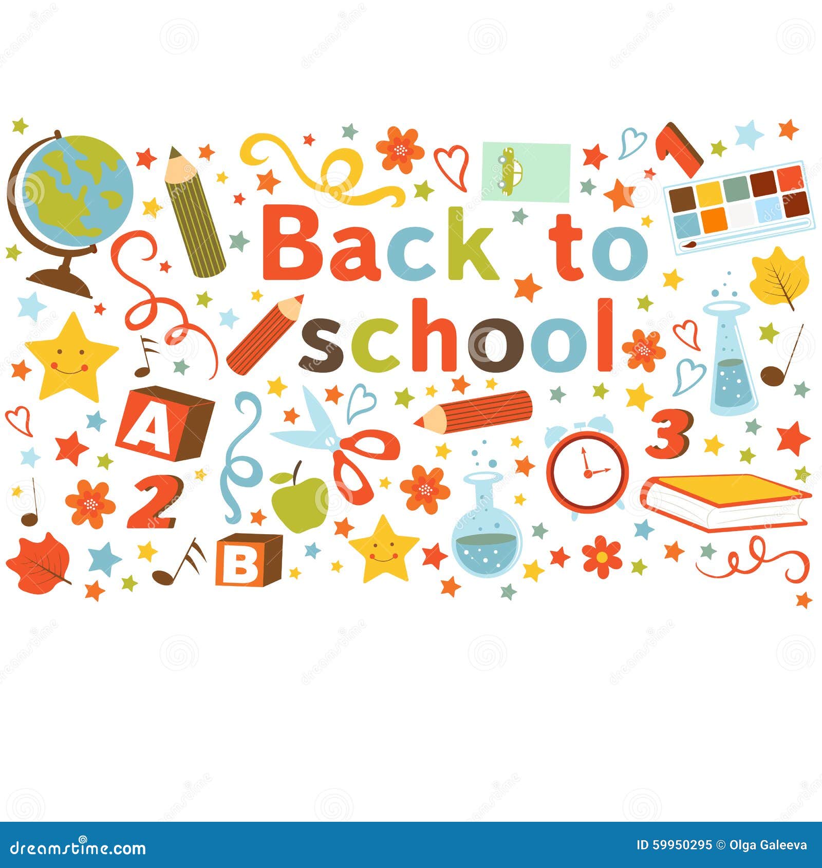 Back To School Colorful Composition Stock Vector - Illustration of ...