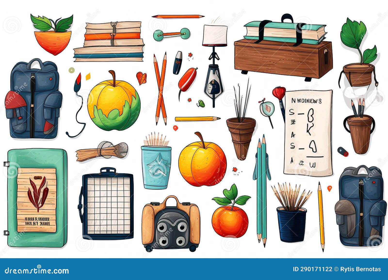 Back To School Concept of Clip Art Illustrations. Generative AI Stock ...