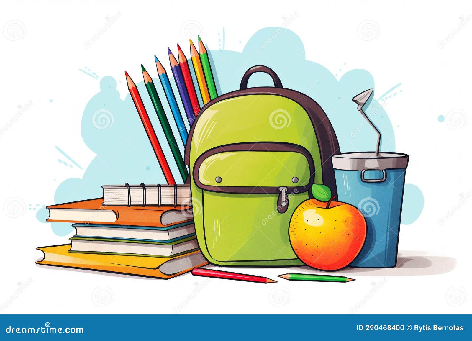 Back To School Concept of Clip Art Illustrations. Generative AI Stock ...