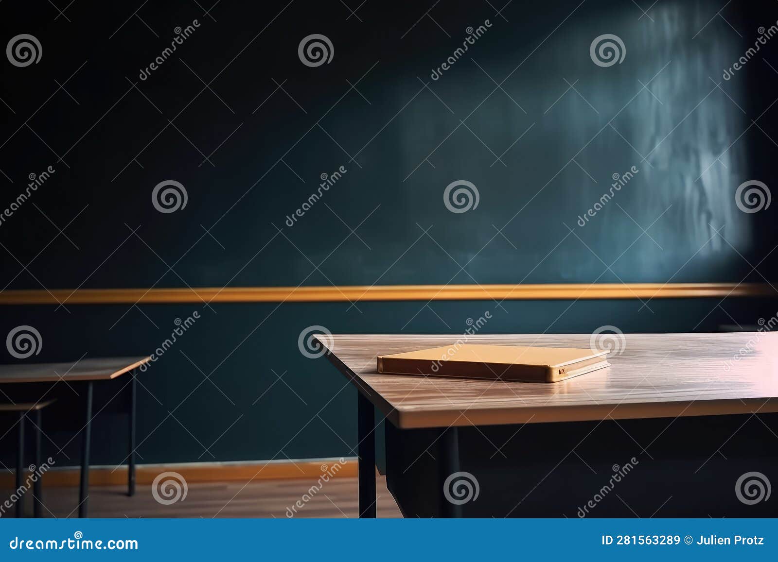 Back To School Concept Empty Table in Classroom Stock Illustration ...