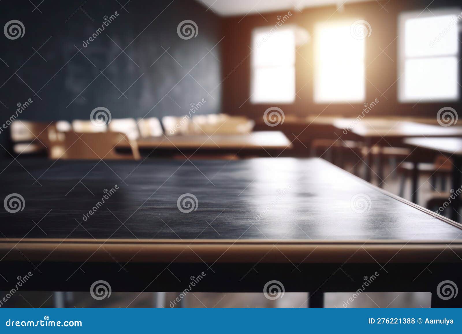 Back To School Concept, Empty Table in Classroom, AI Generated Stock ...