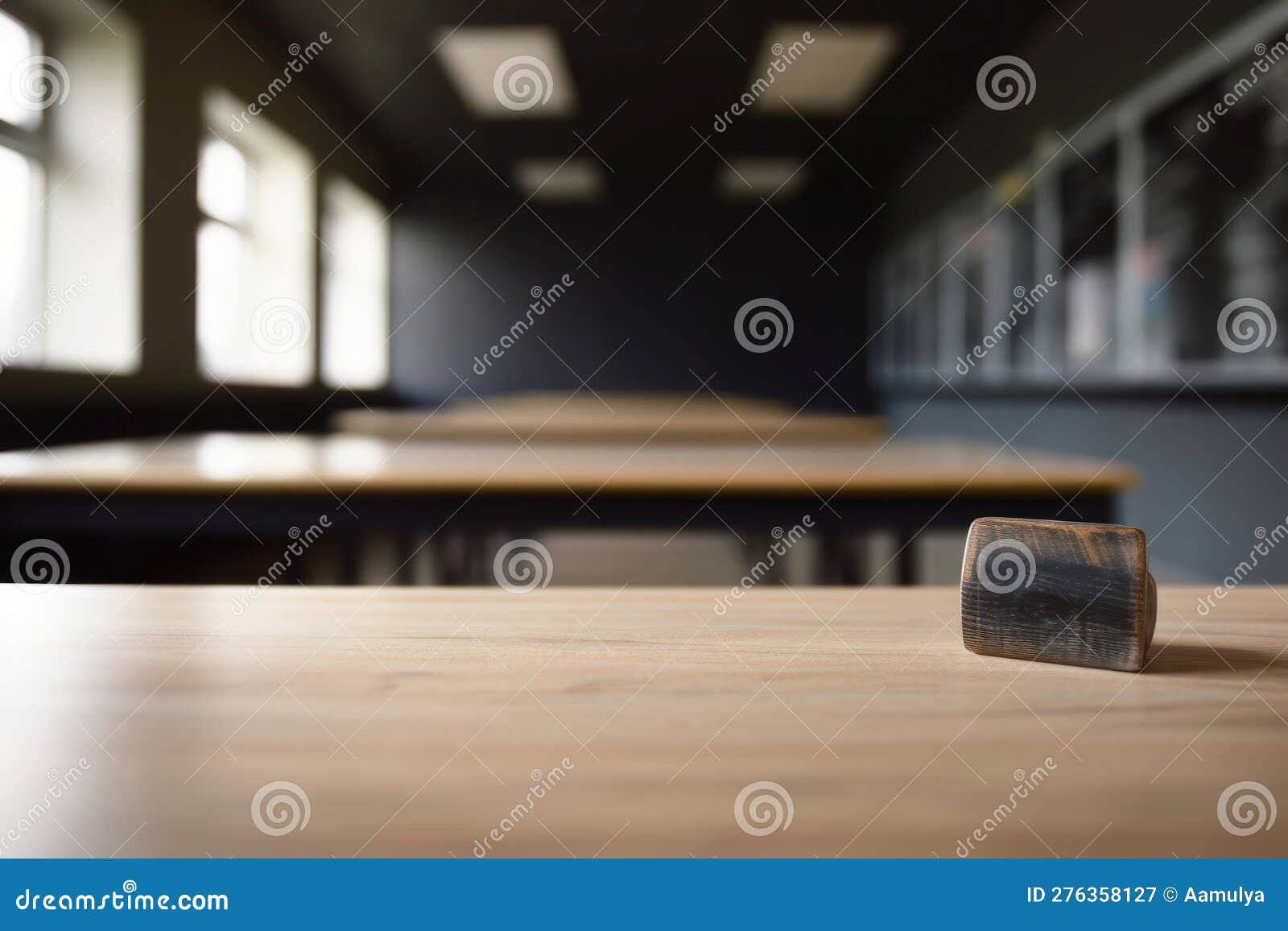 Back To School Concept, Empty Table in Classroom, AI Generated Stock ...
