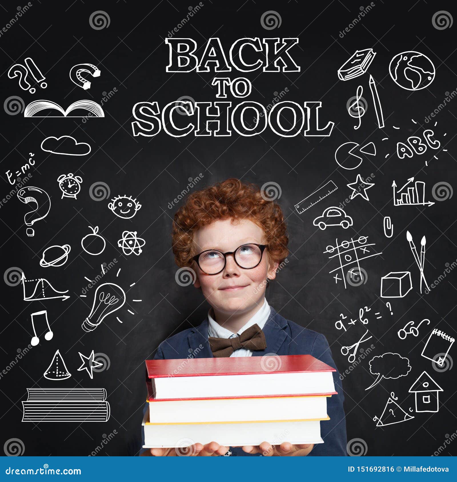 Back To School Concept with Funny Mischievous Kid Boy Stock Photo ...
