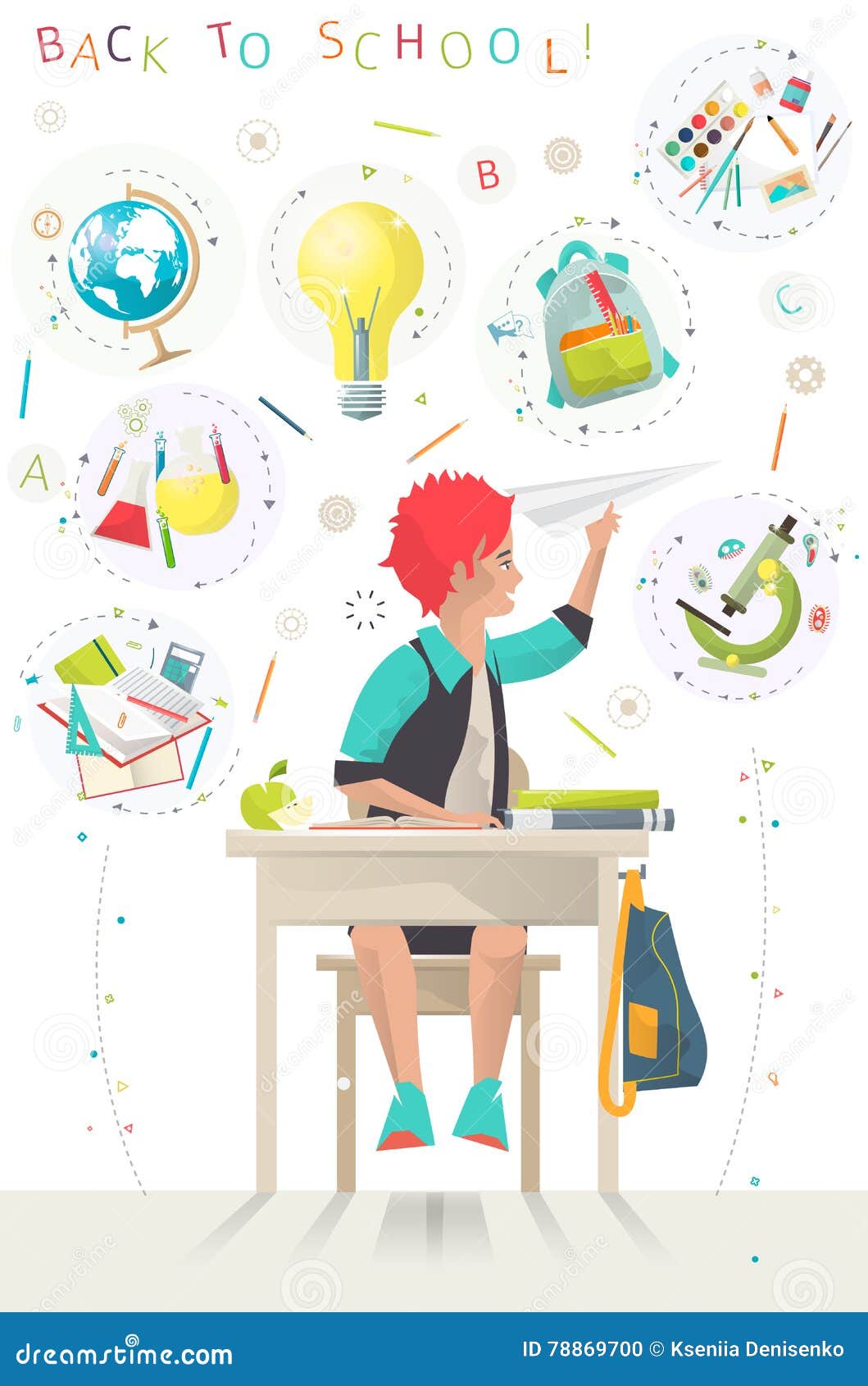 Back to school concept stock illustration. Illustration of icon - 78869700