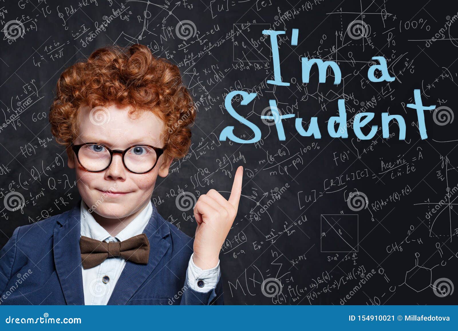 Back To School Concept with Smart Kid Student on Chalkboard with ...