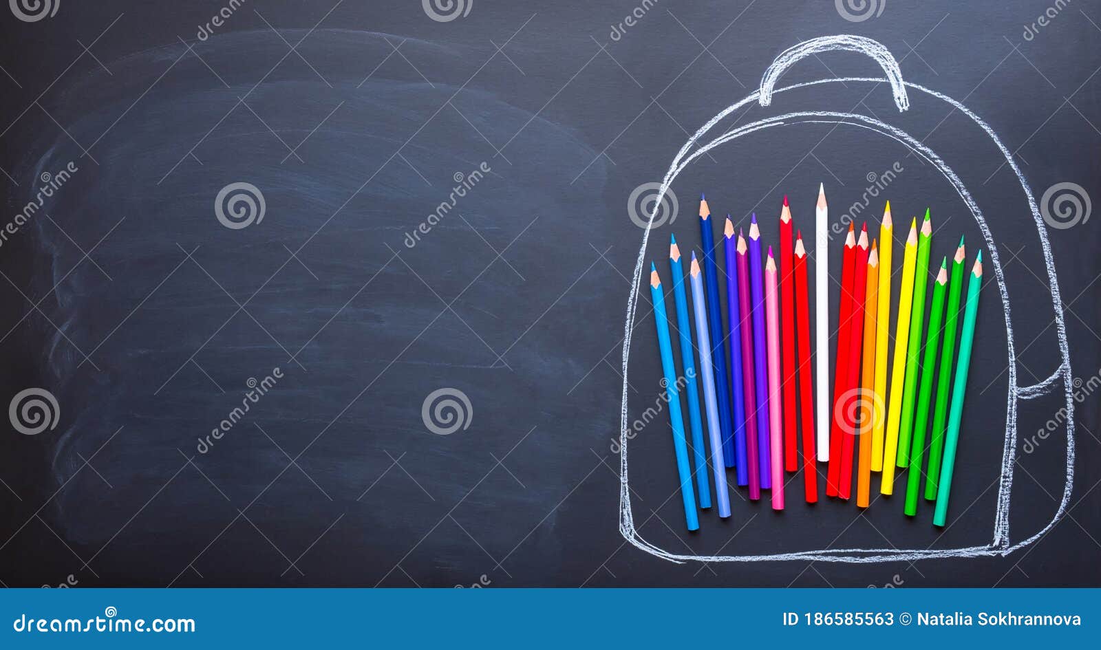 Back To School Concept. Top View of a Backpack with Colored Pencils ...
