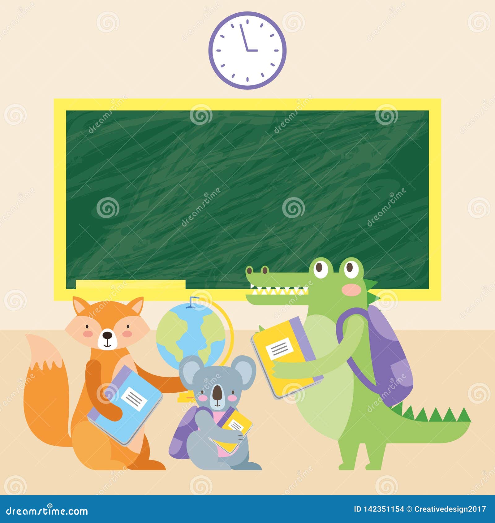 Back To School Cute Animals Cartoons Stock Vector - Illustration of ...