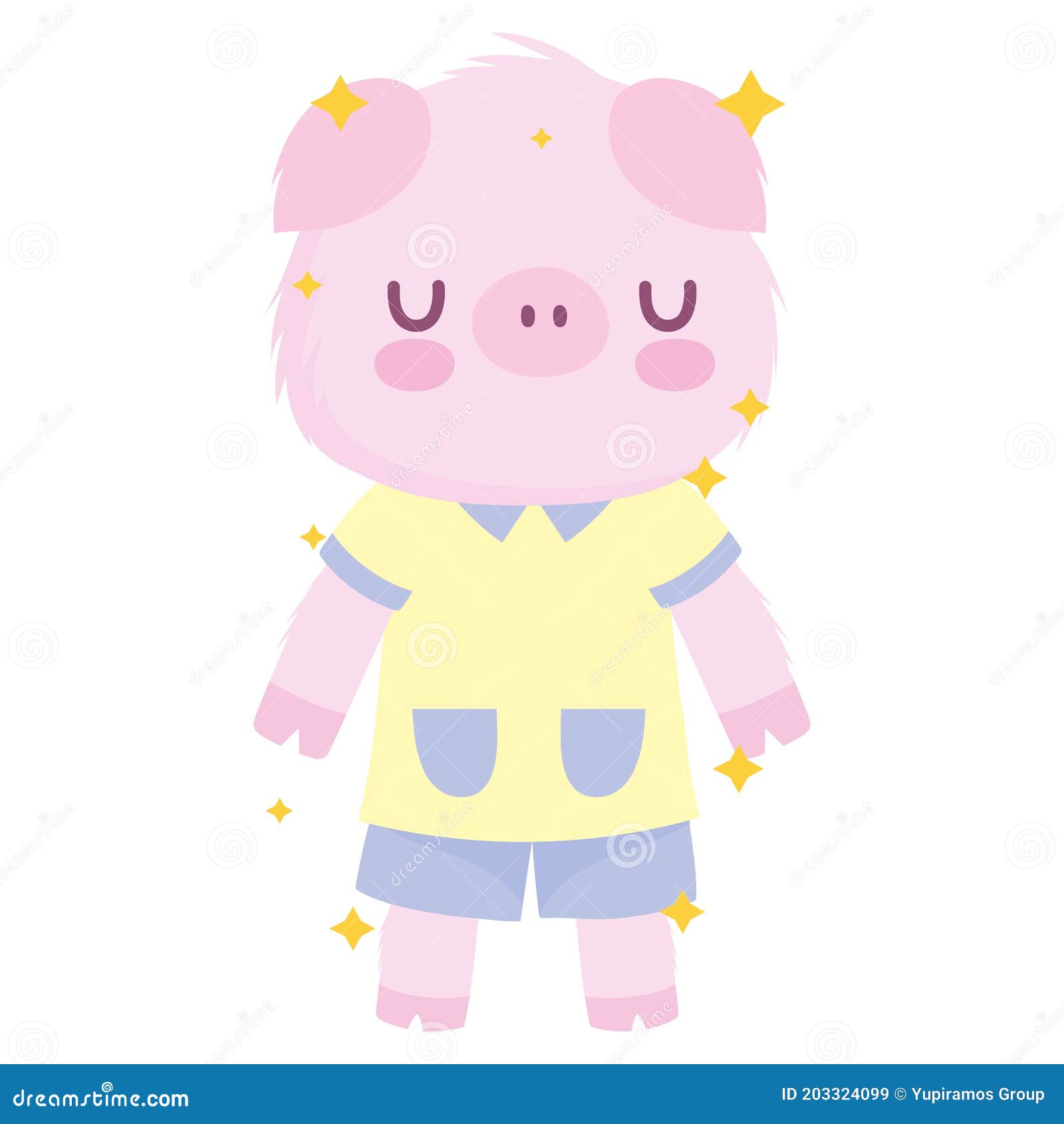 Back To School, Cute Pig with Uniform Cartoon Stock Vector ...