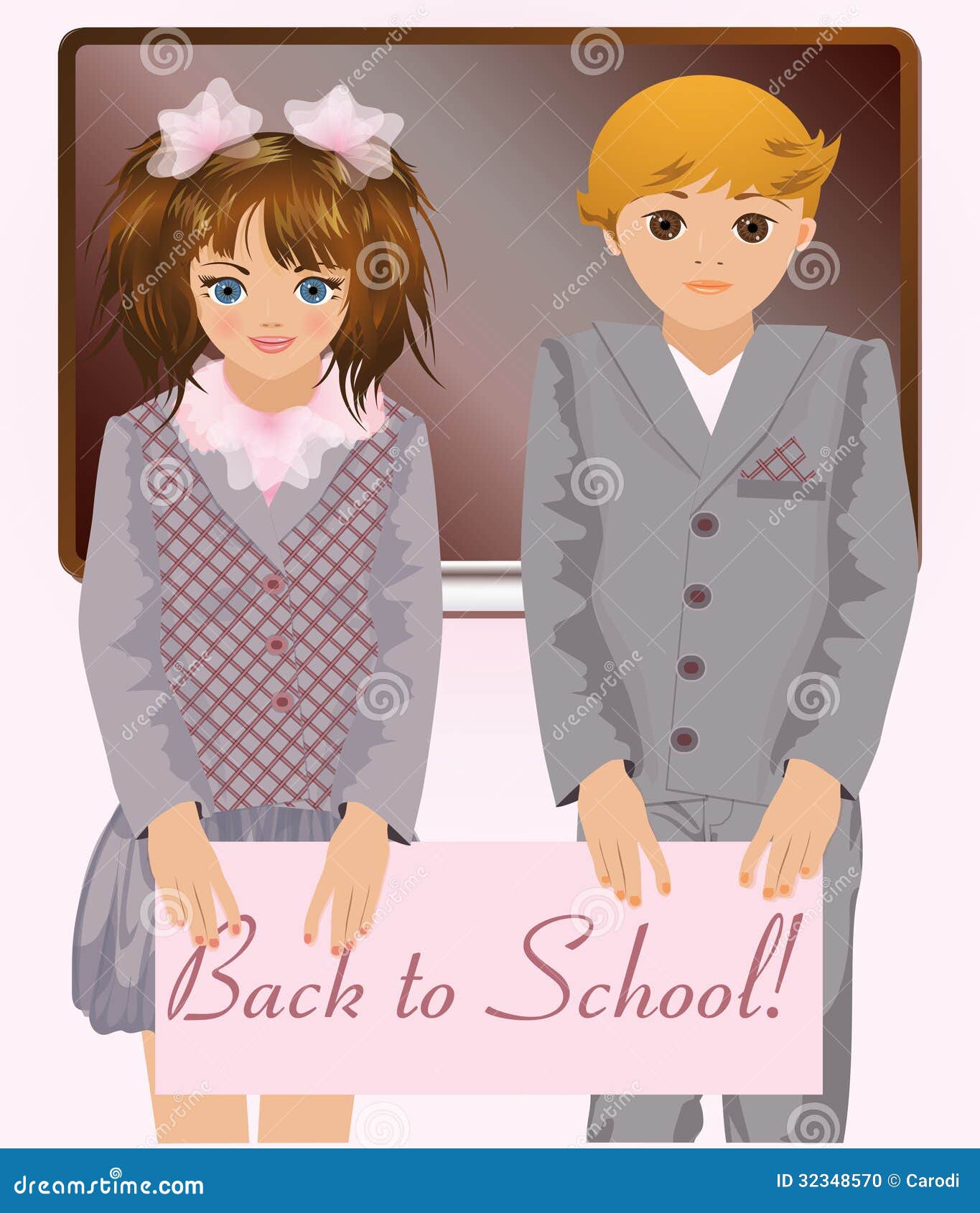 Back To School, Cute School Children Stock Vector - Illustration of ...