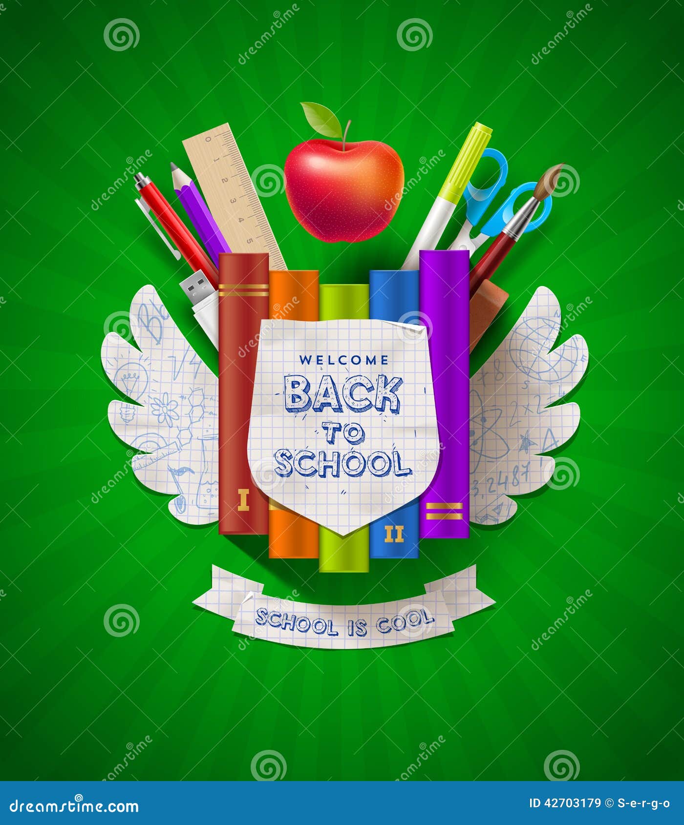 Back to school design stock vector. Illustration of hand - 42703179
