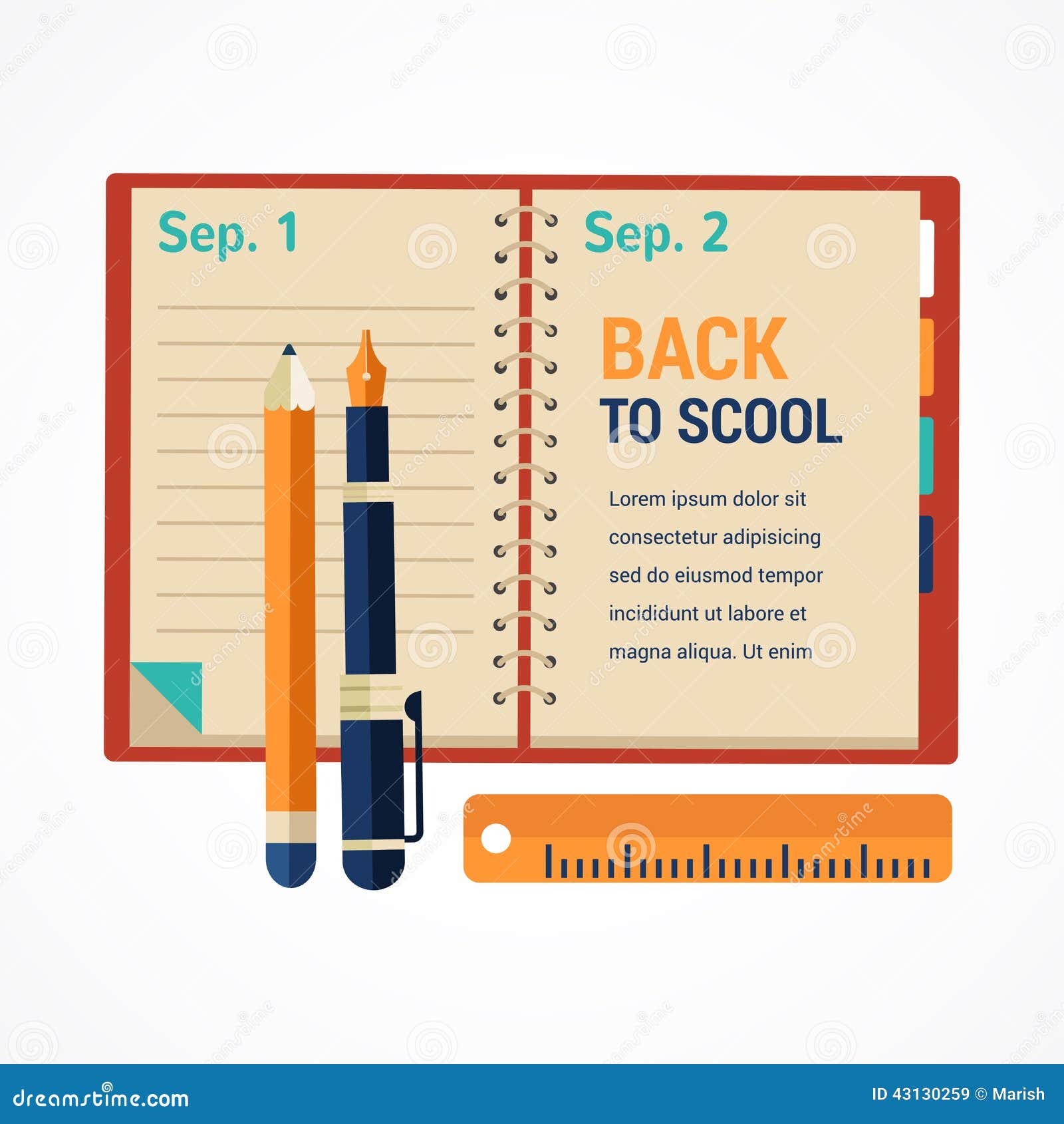 Back To School Diary Notebook Stock Vector - Illustration of page, blue ...