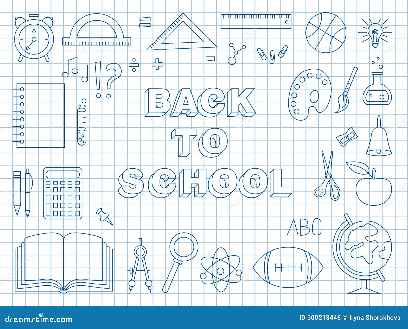 Back To School. Doodle Drawing with a Pen on a Notebook Sheet Stock ...