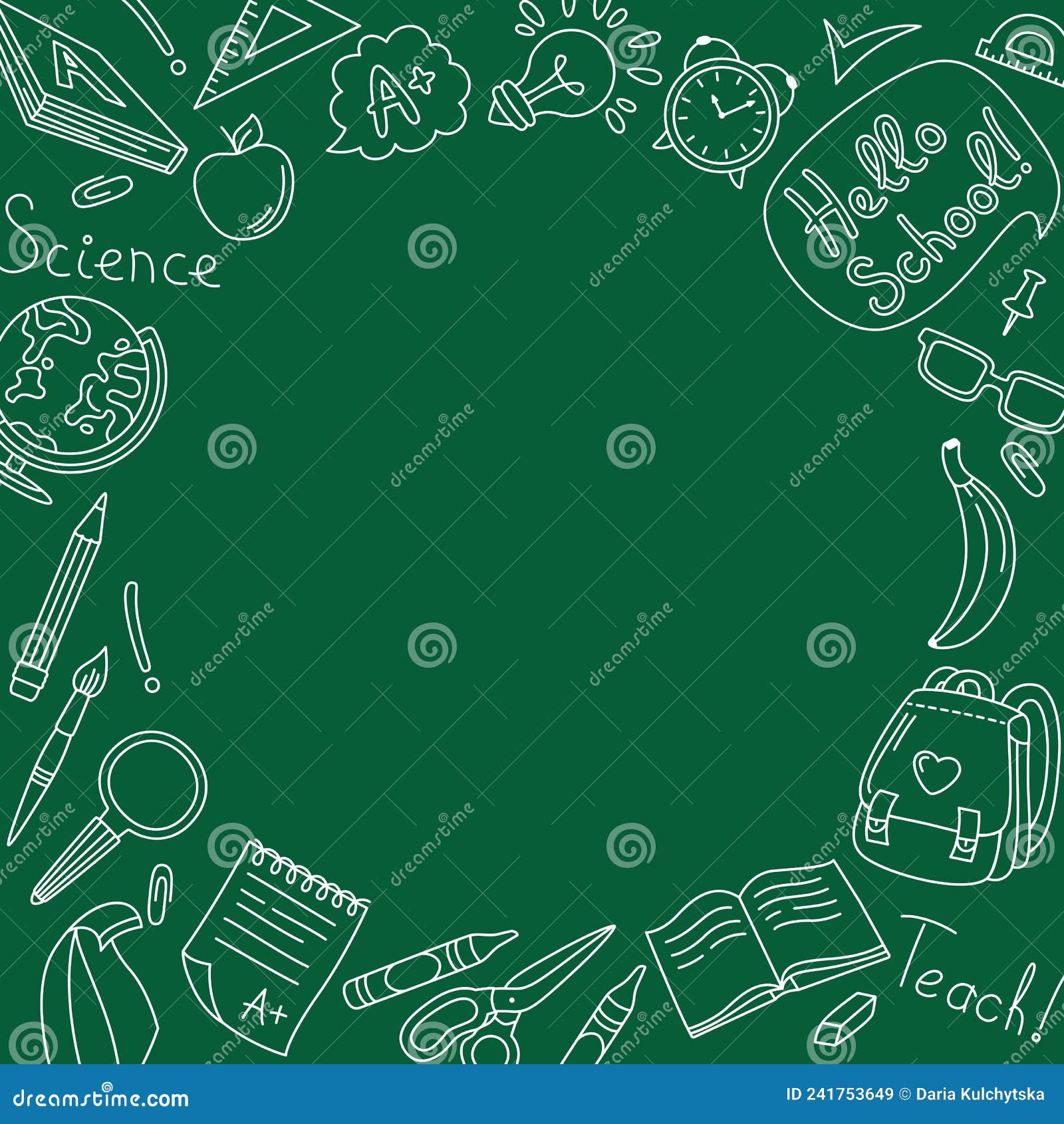 Back To School Doodle Line Banner Template Blackboard Learning School ...