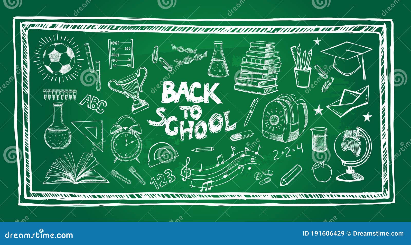 Back To School Doodle Set. Hand Drawn Illustration Stock Vector ...