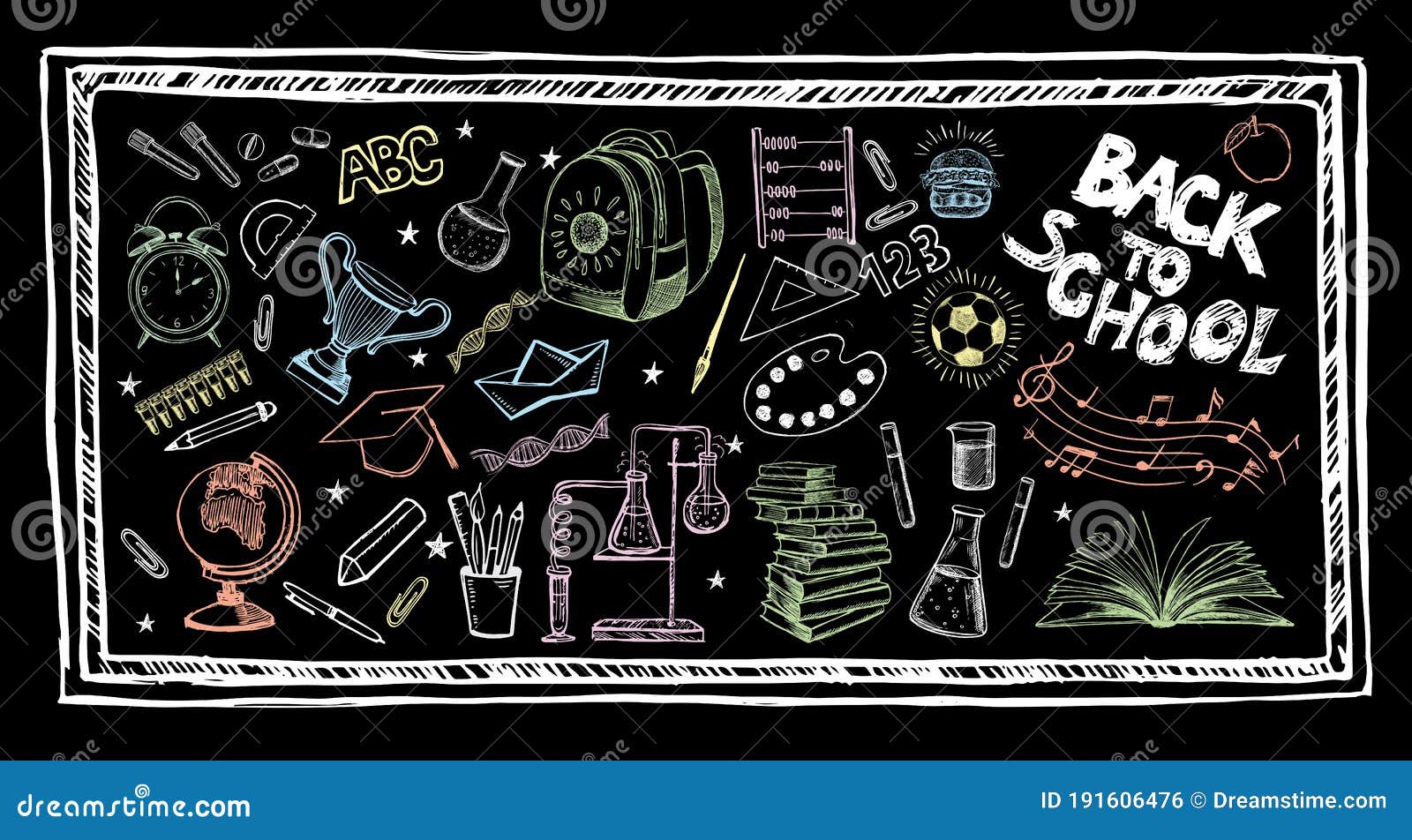 Back To School Doodle Set. Hand Drawn Illustration Stock Vector ...