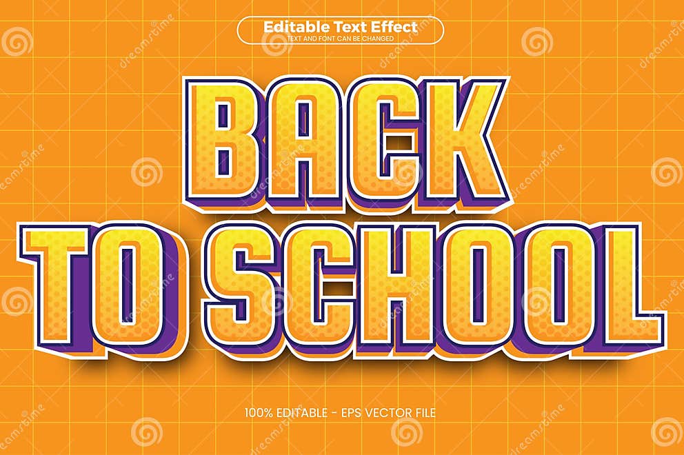 Back To School Editable Text Effect in Modern Trend Style Stock Vector ...