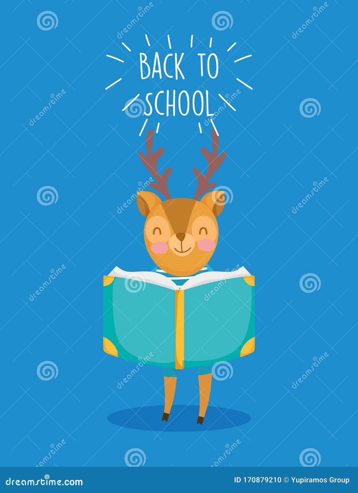 Back To School Education Cute Deer Reading a Book Stock Vector ...