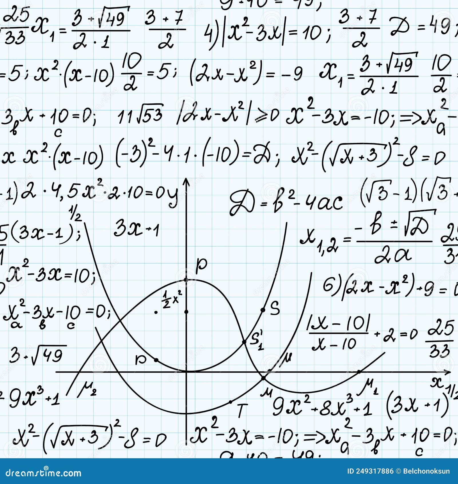 `Back To School` Educational Vector Seamless Pattern with Handwritten ...