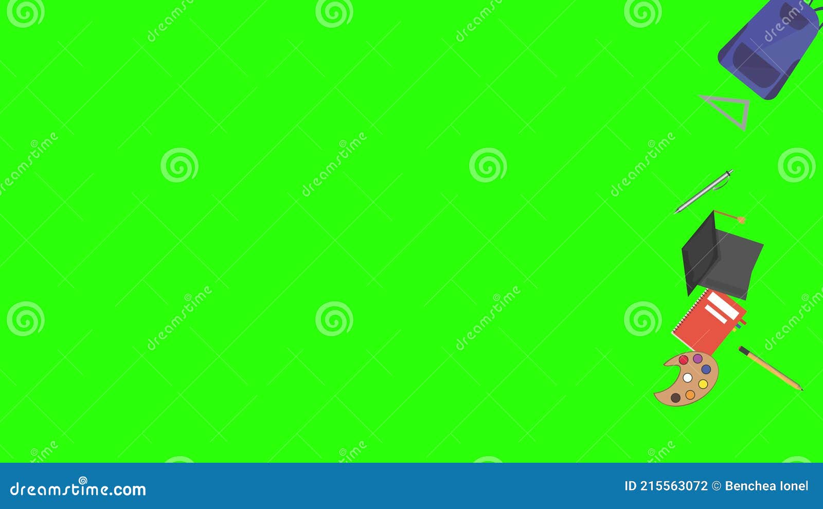 Back To School Elements Animation Items on Green Screen, Graphic Source ...
