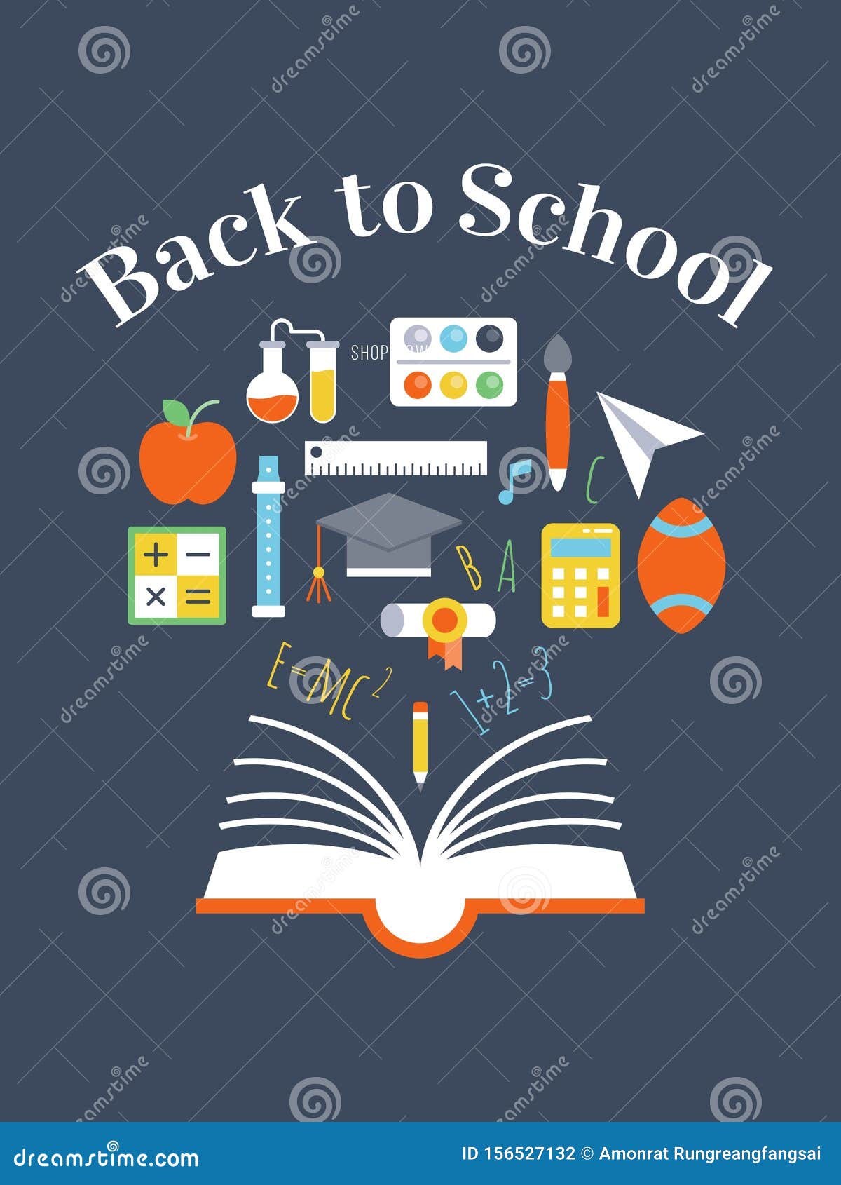 Back To School, School Elements Poster Template Stock Vector ...