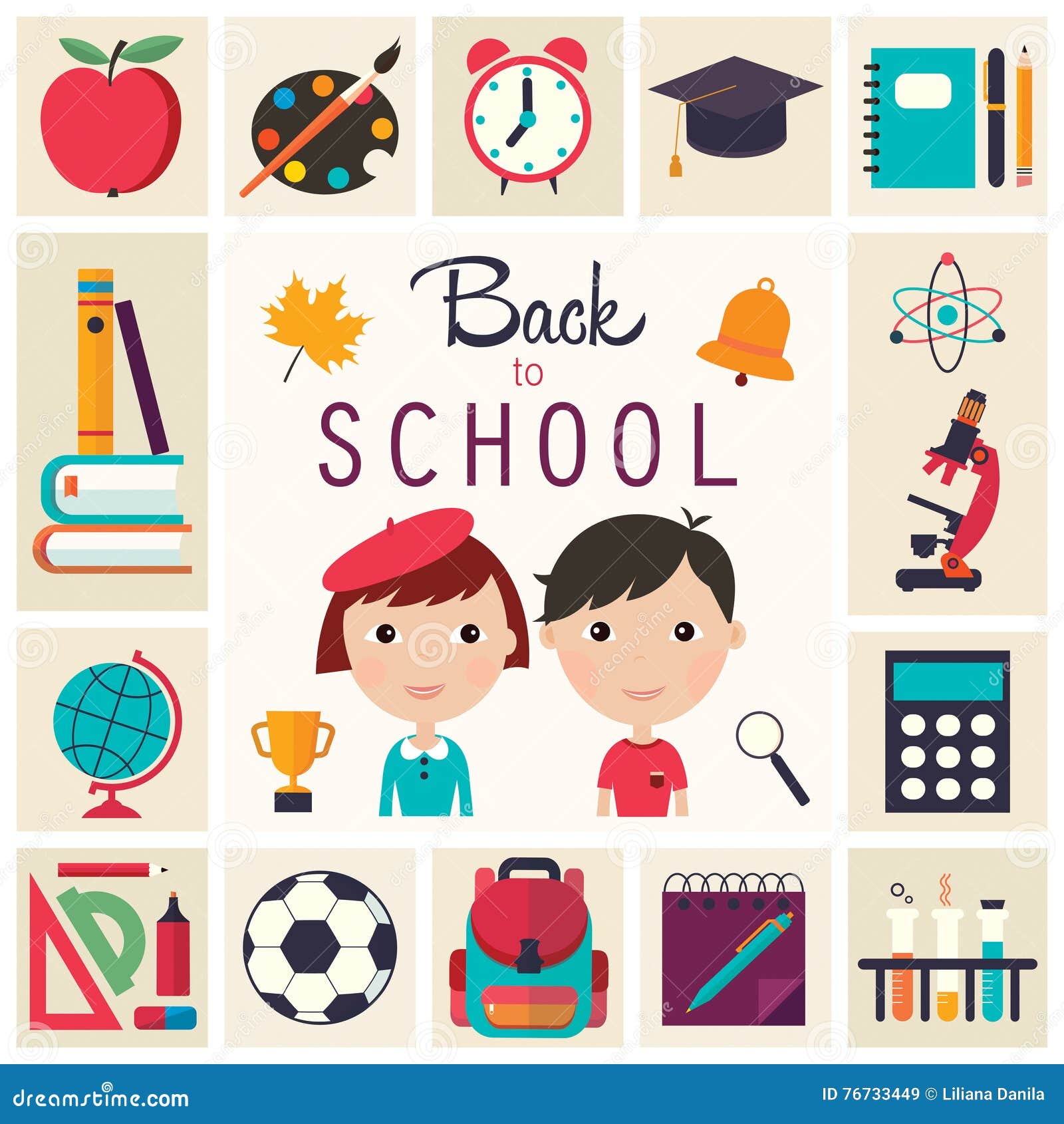 Back to school elements stock vector. Illustration of graduation - 76733449