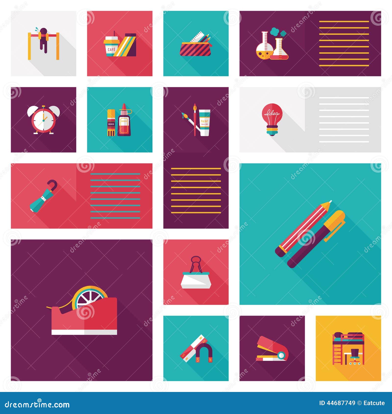 Back To School Flat Ui Background,eps10 Stock Vector - Illustration of ...