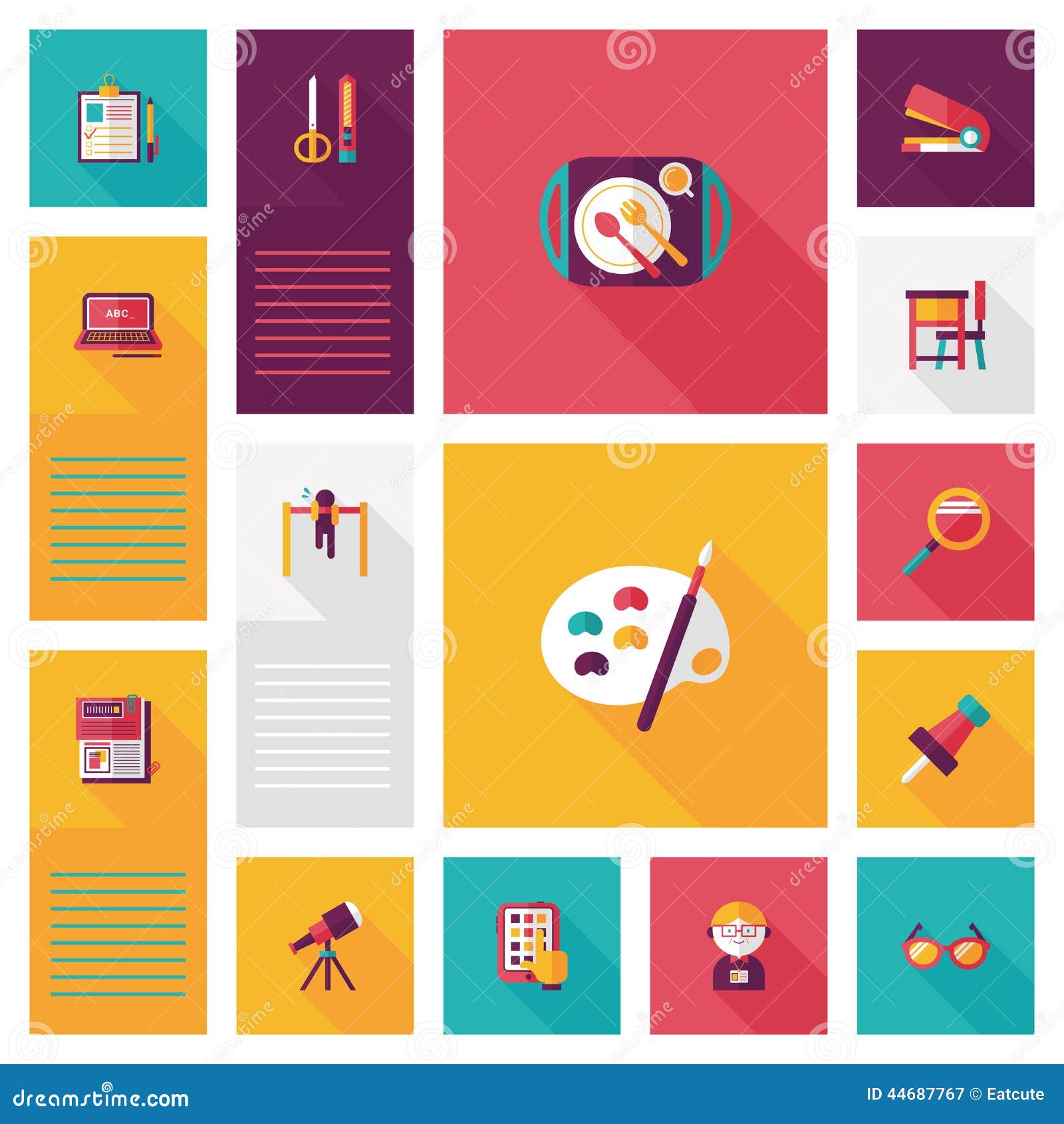 Back To School Flat Ui Background,eps10 Stock Vector - Illustration of ...