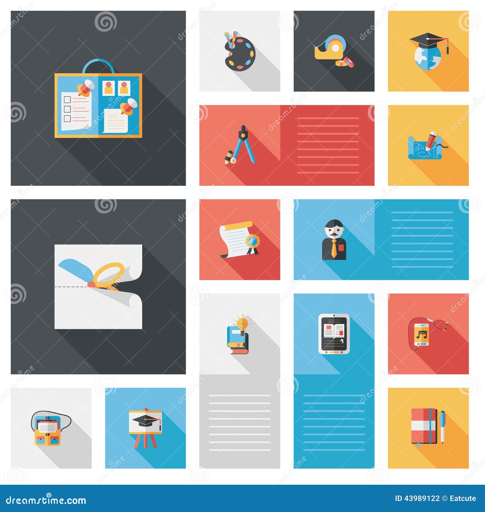 Back To School Flat Ui Background Set, Eps10 Stock Vector ...