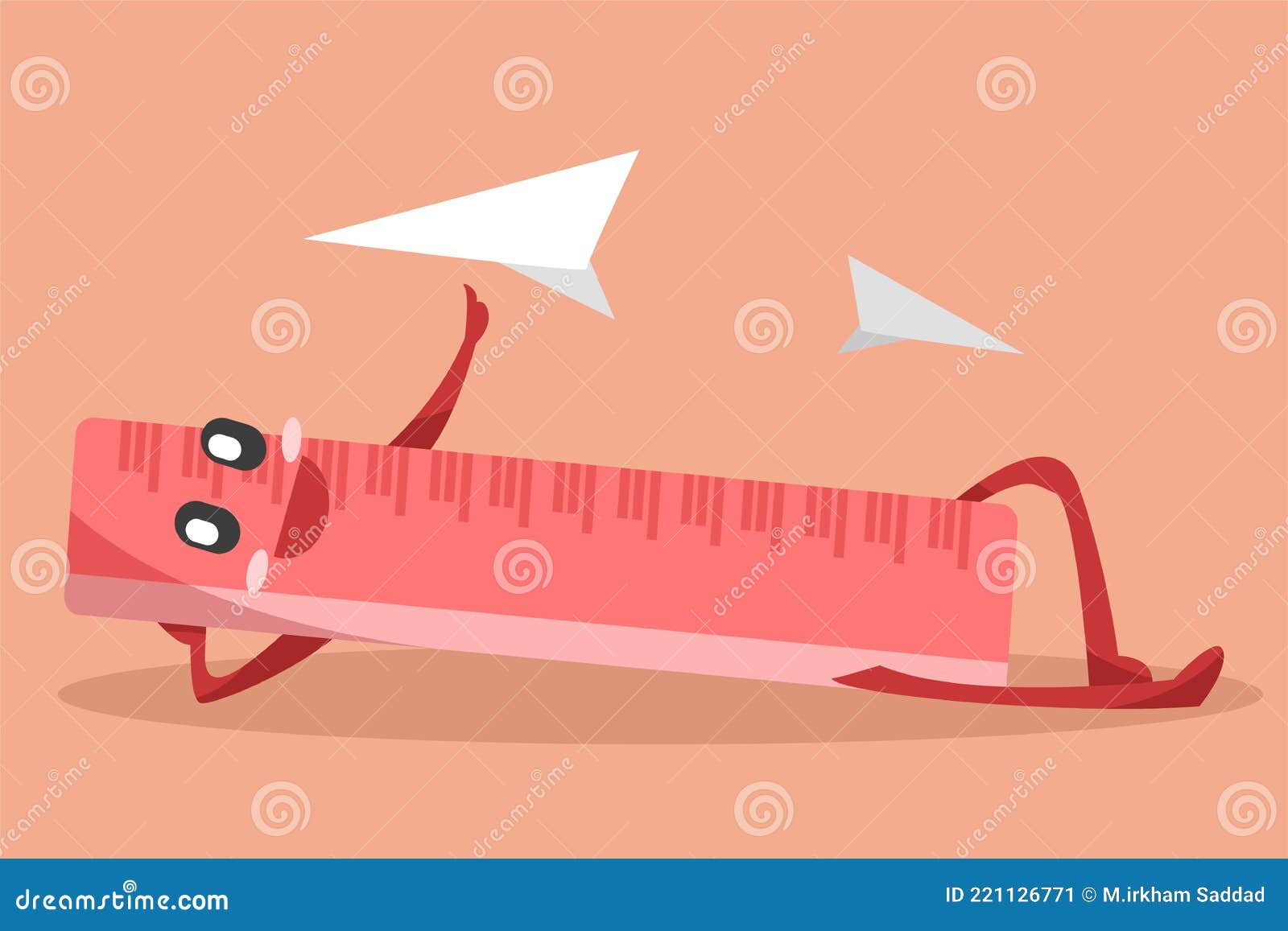 Ruler with Funny Character. Back To School Flat Vector Design ...