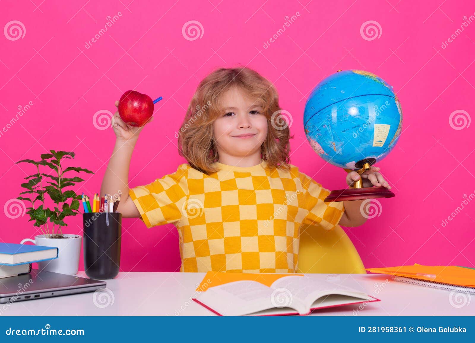 Back To School. Funny Little Boy from Elementary School with Book ...
