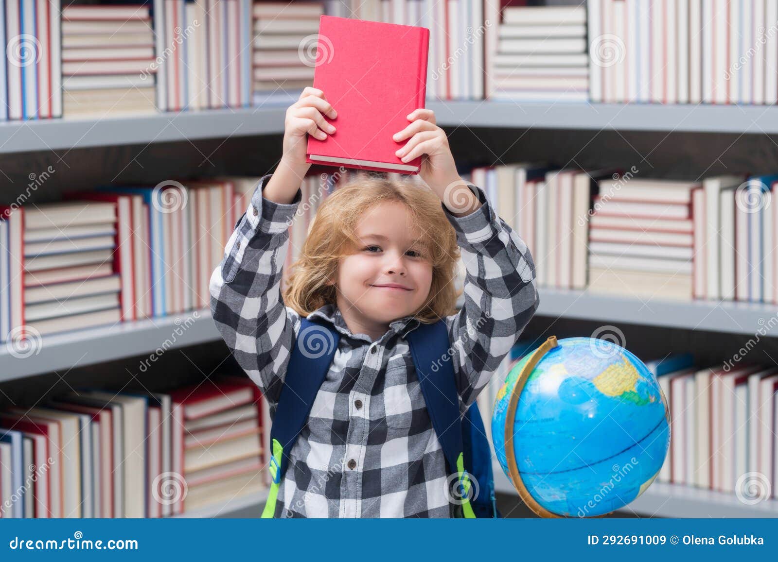 Back To School. Funny Little Boy from Elementary School with Book ...