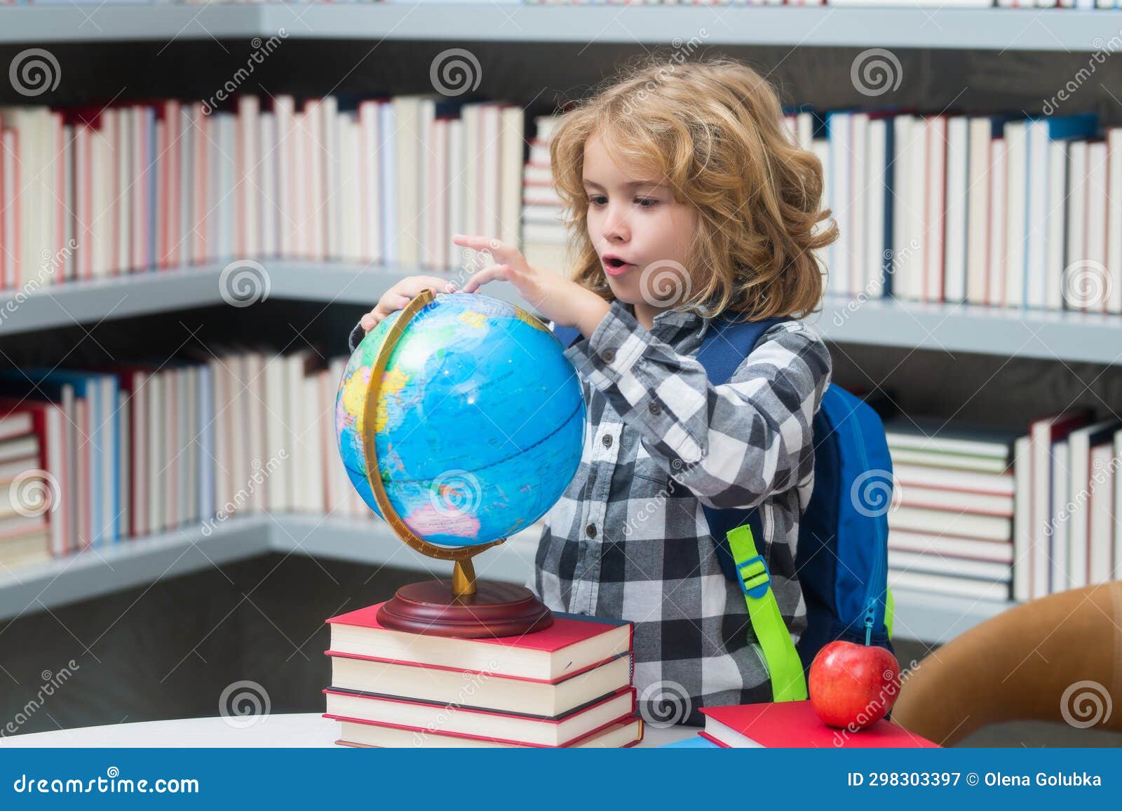 Back To School. Funny Little Boy from Elementary School with Book ...