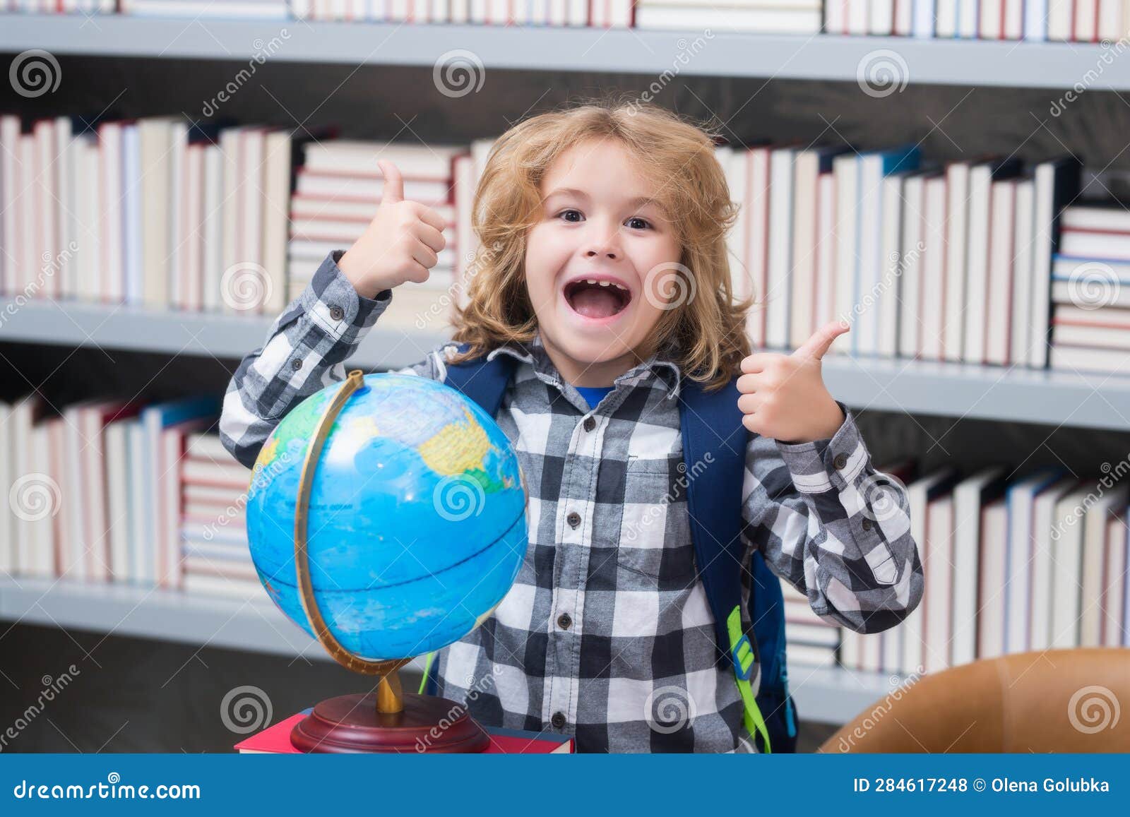 Back To School. Funny Little Child from Elementary School with Book ...