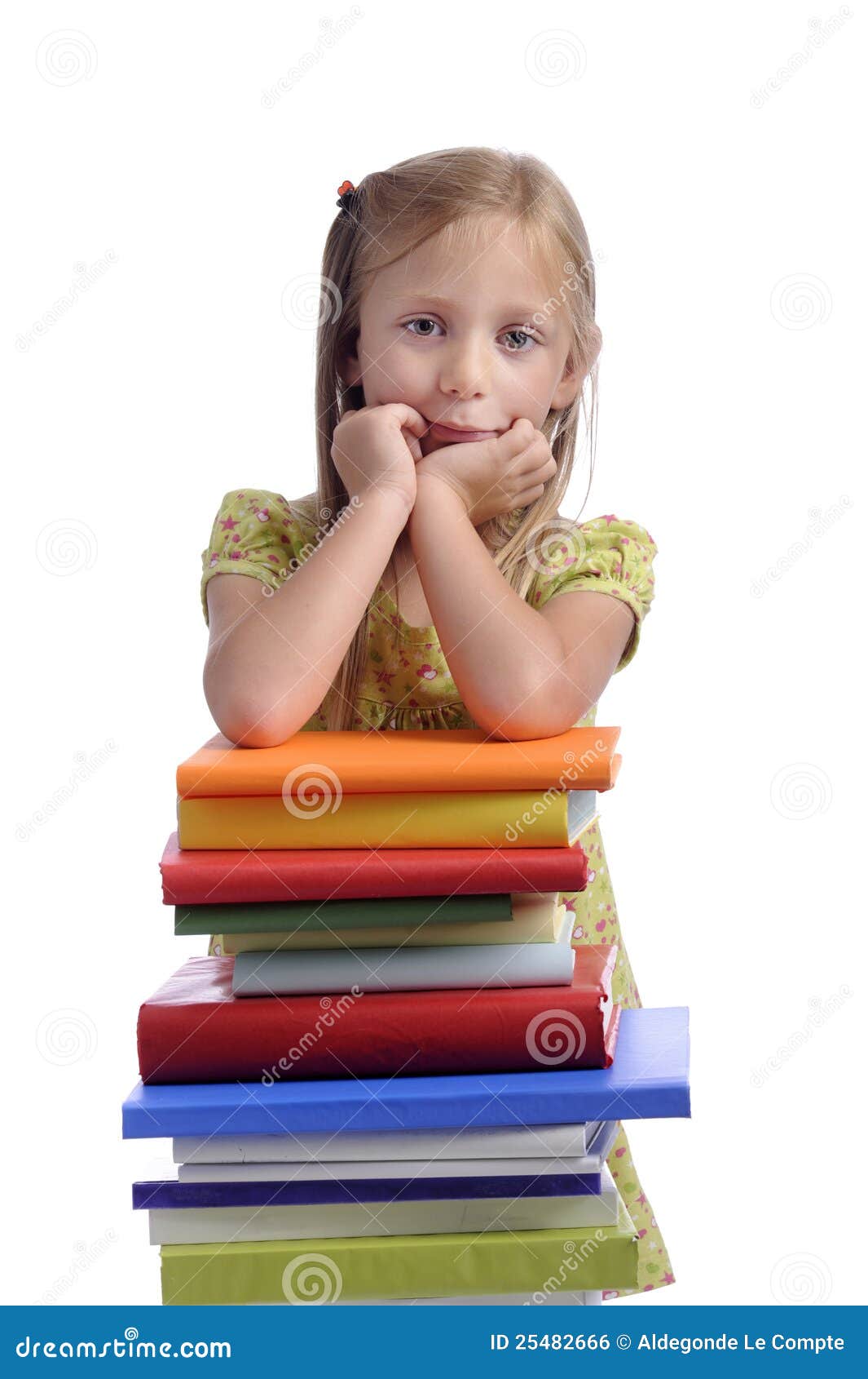 Back To School : Girl with Stack of Books Stock Photo - Image of ...
