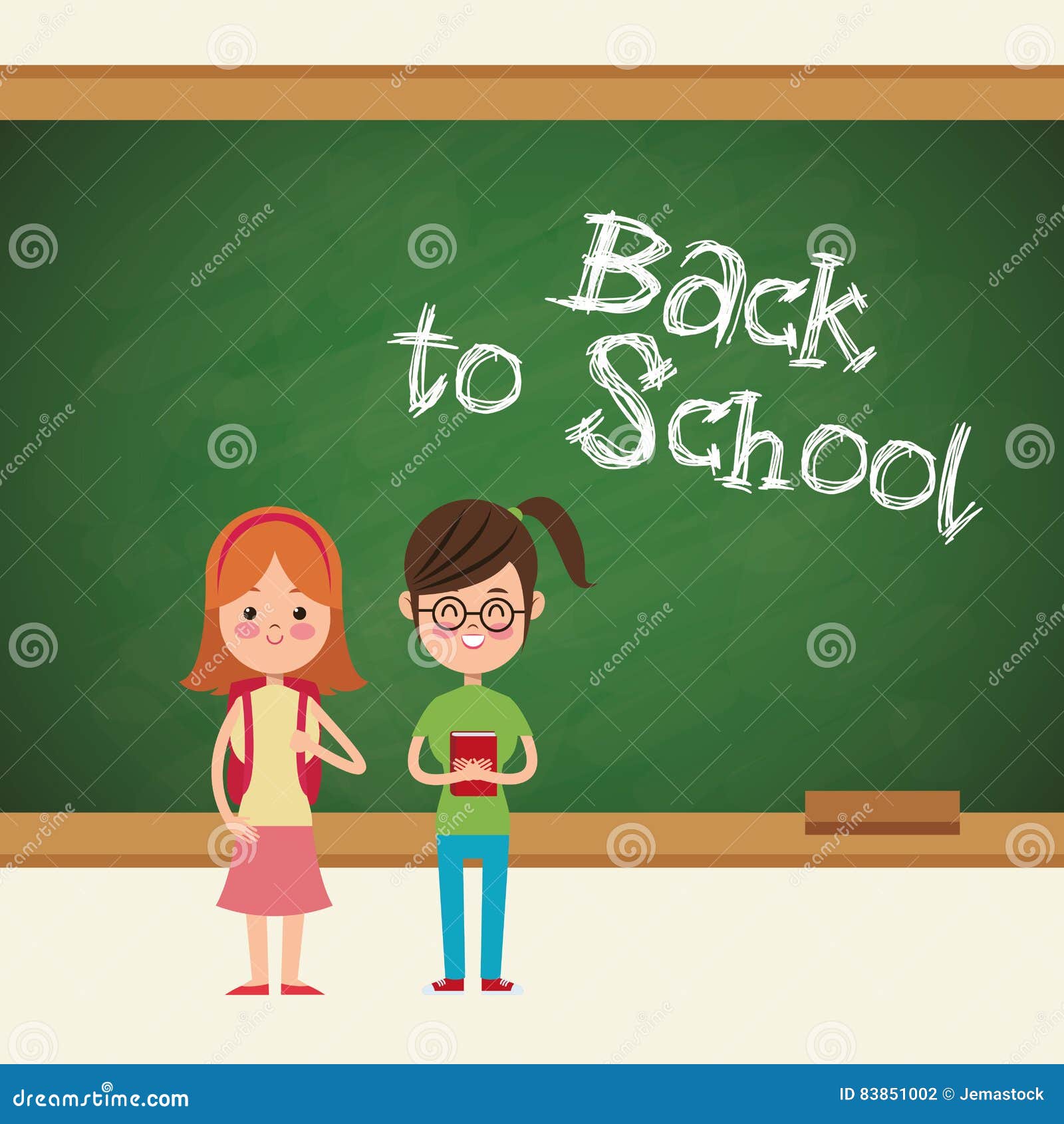 Back To School Girls Student Ready Stock Vector - Illustration of ...
