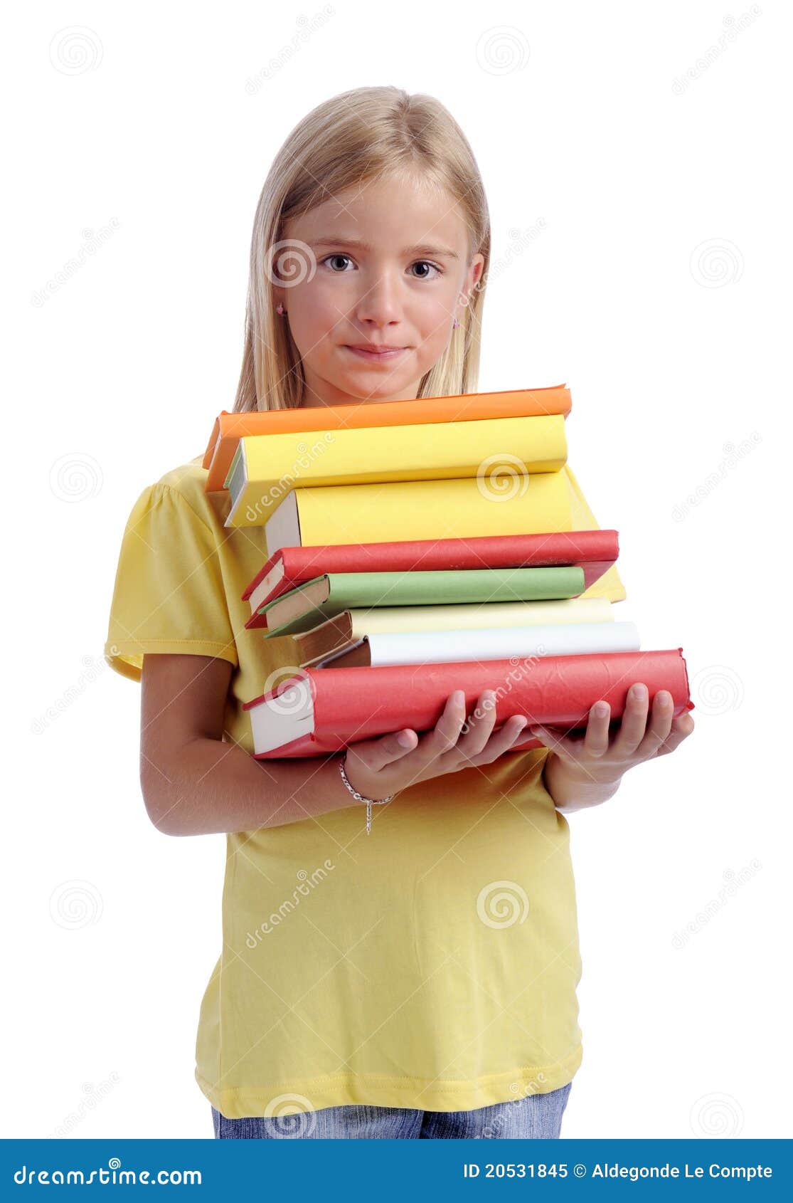 Back To School. Girlwith Stack of Book Stock Image - Image of books ...