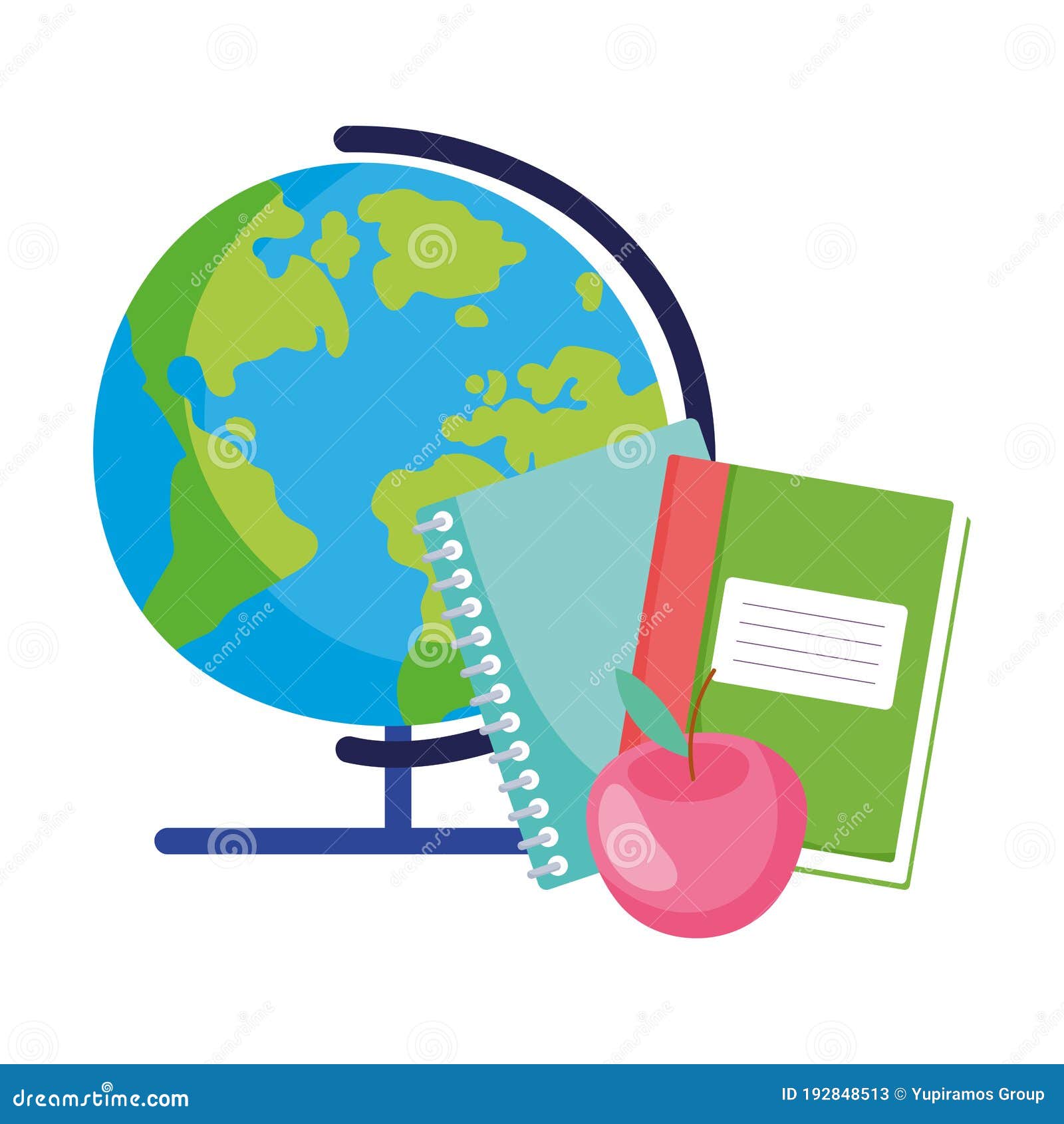 Back To School, Globe Map Book Notebook and Apple Elementary Education ...