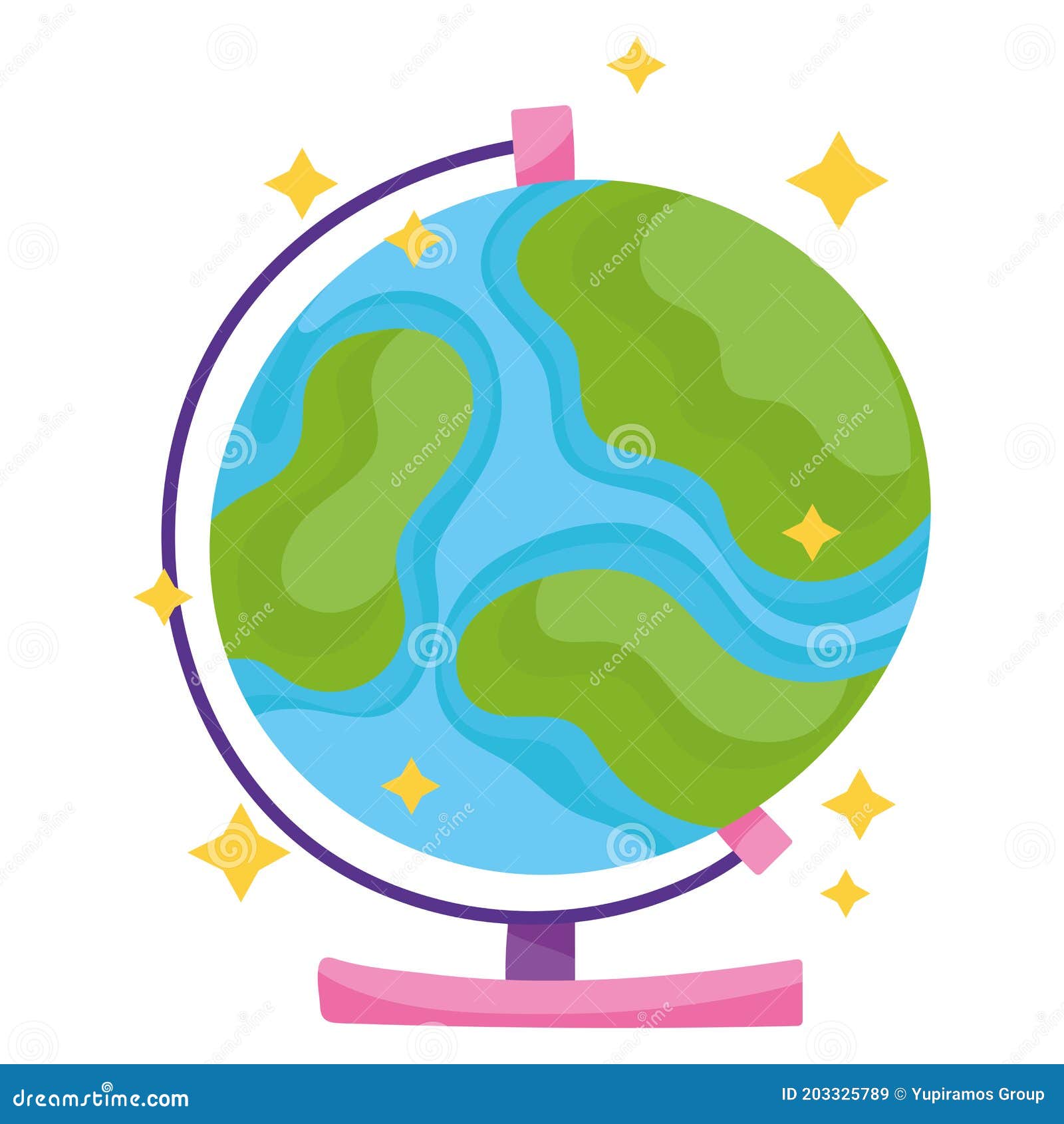 Back To School, Globe Map Geography Cartoon Icon Stock Vector ...