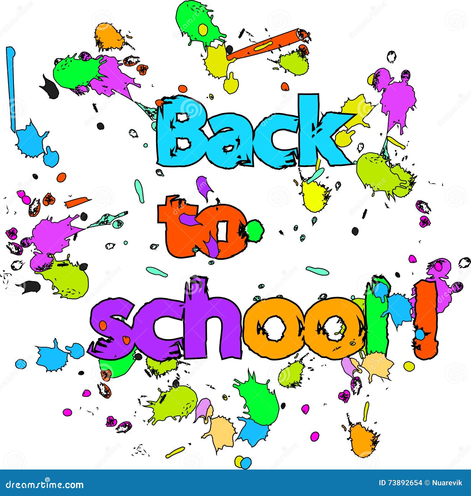 Back To School Graffiti Colorful Poster with Ink Drops Stock ...