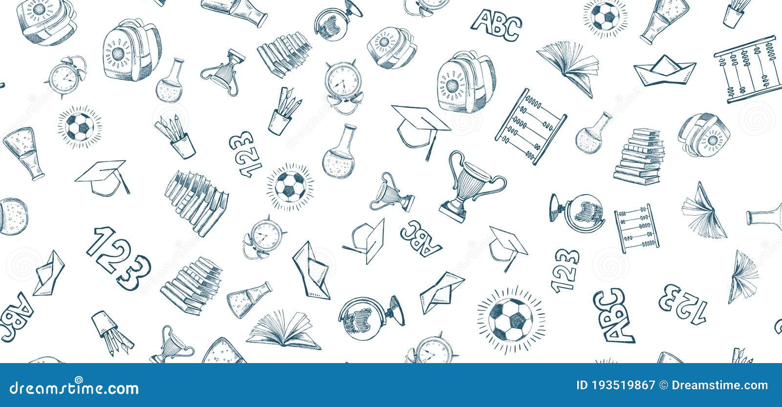 Back To School. Hand Drawn Doodle Illustration. Vector Set. Stock ...