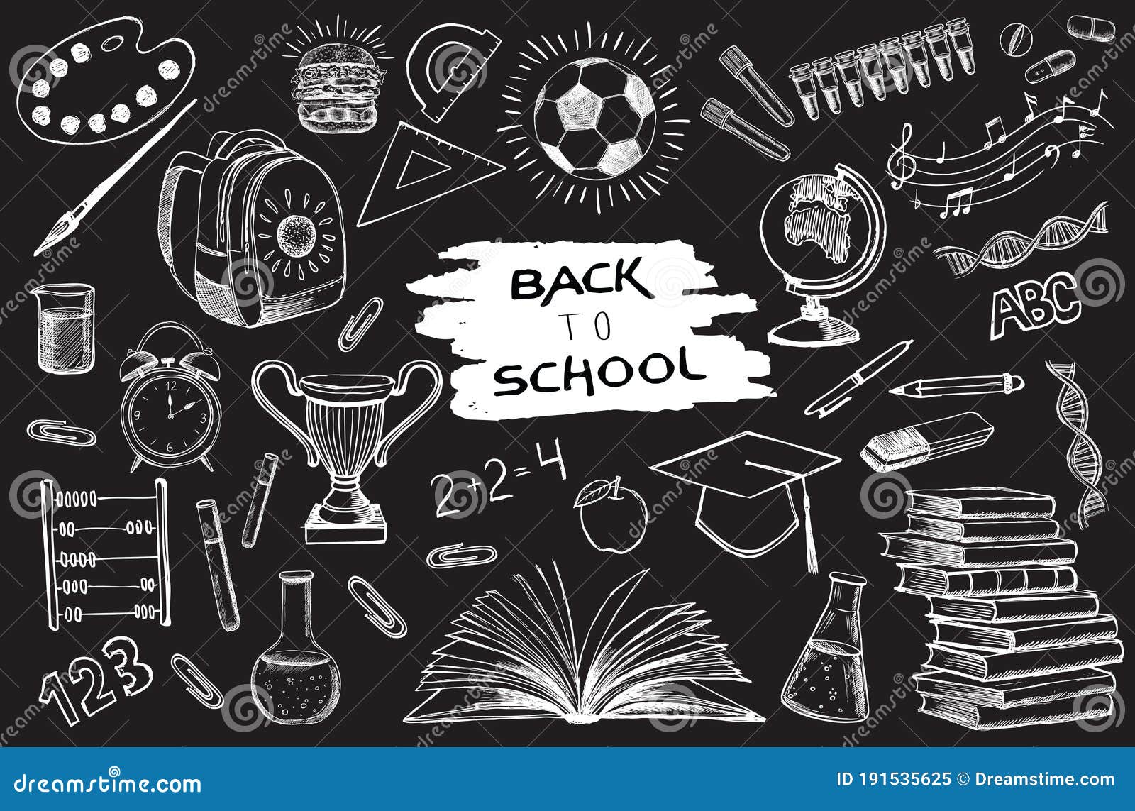 Back To School Hand Drawn Set Stock Vector - Illustration of back ...