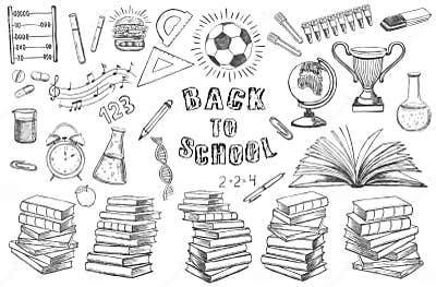 Back To School Hand Drawn Set Stock Vector - Illustration of design ...