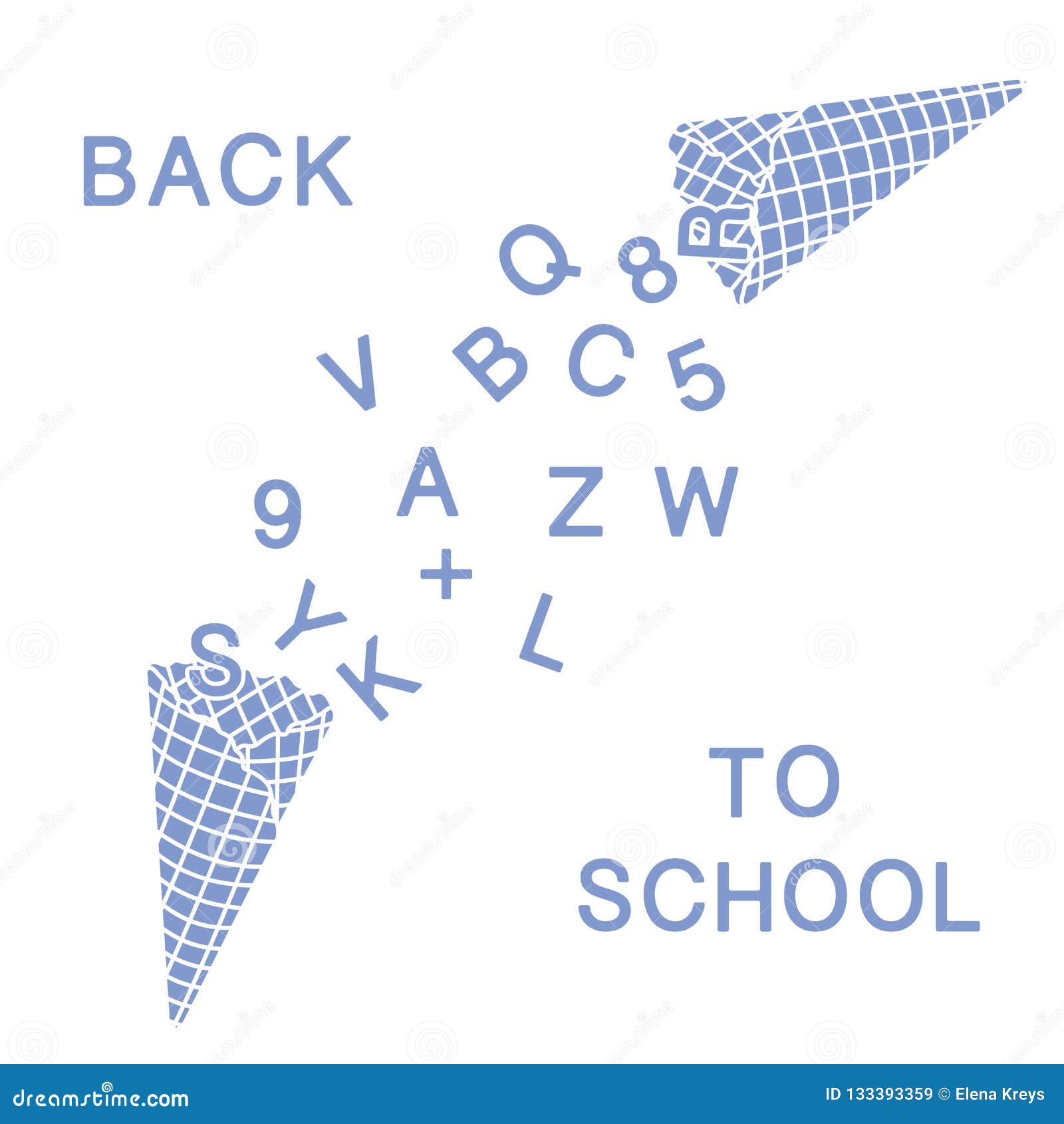 Back To School. Ice Cream Cones, Letters, Numbers Stock Vector ...
