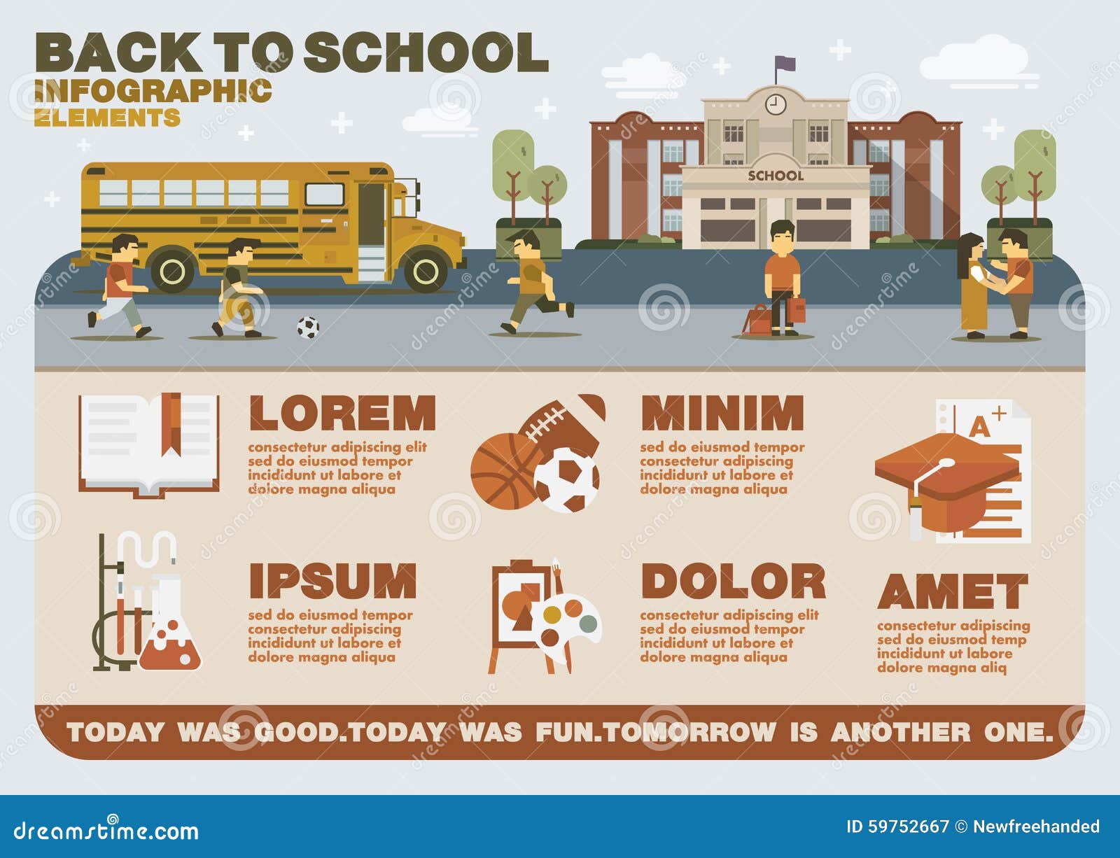 School Infographic With Nature Landscape Background Cartoon Vector ...