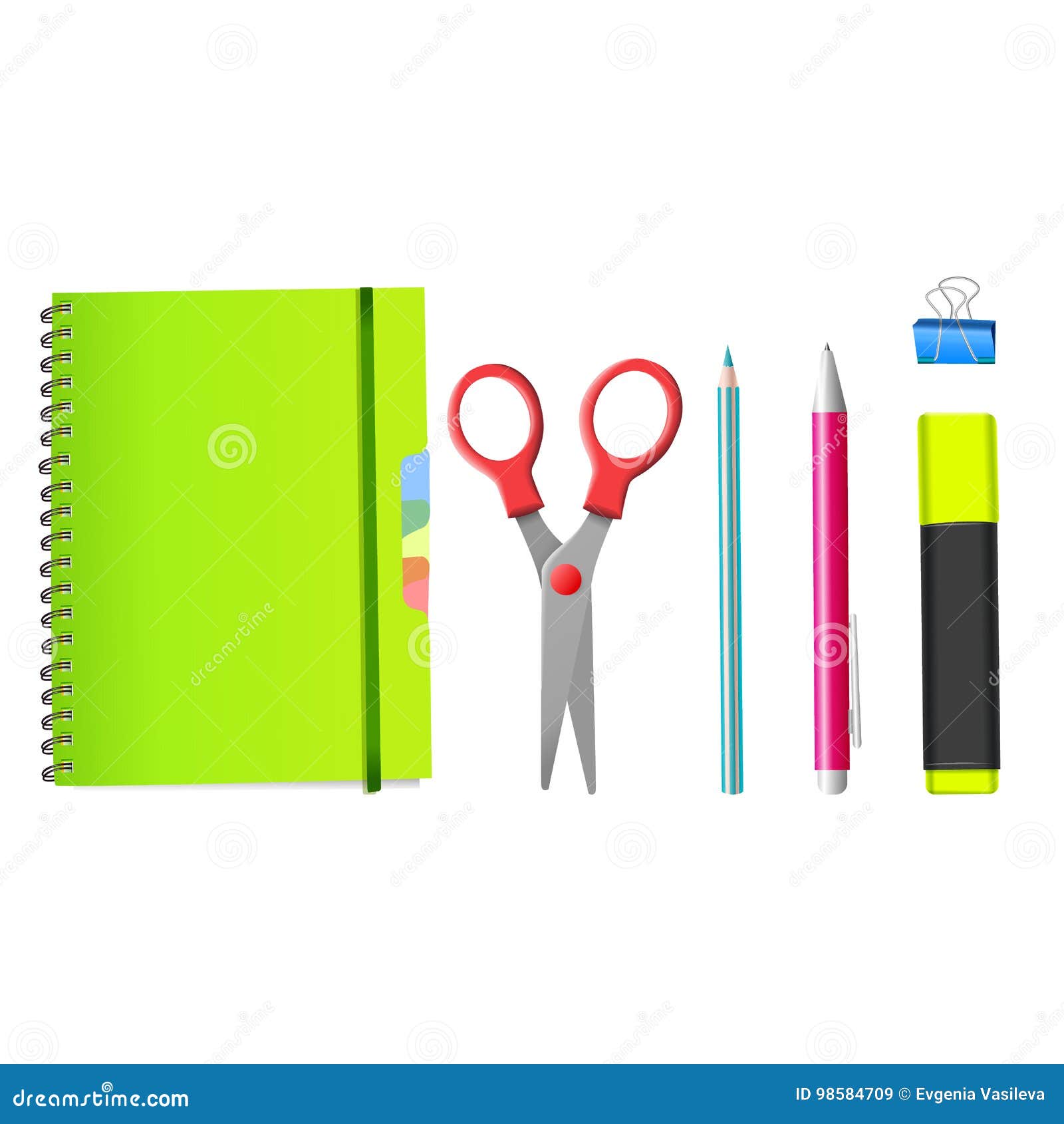 Back To School. Isolated Isolated School Supplies on White Background ...